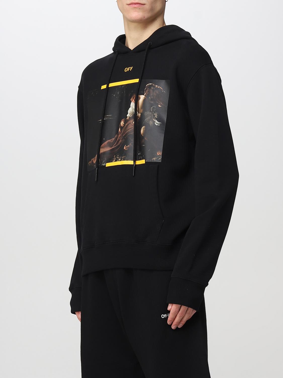 OFF-WHITE: Felpa in cotone con stampa - Nero | Felpa Off-White ...