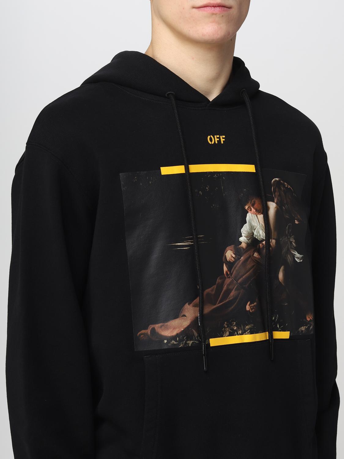 OFF-WHITE: Felpa in cotone con stampa - Nero | Felpa Off-White ...