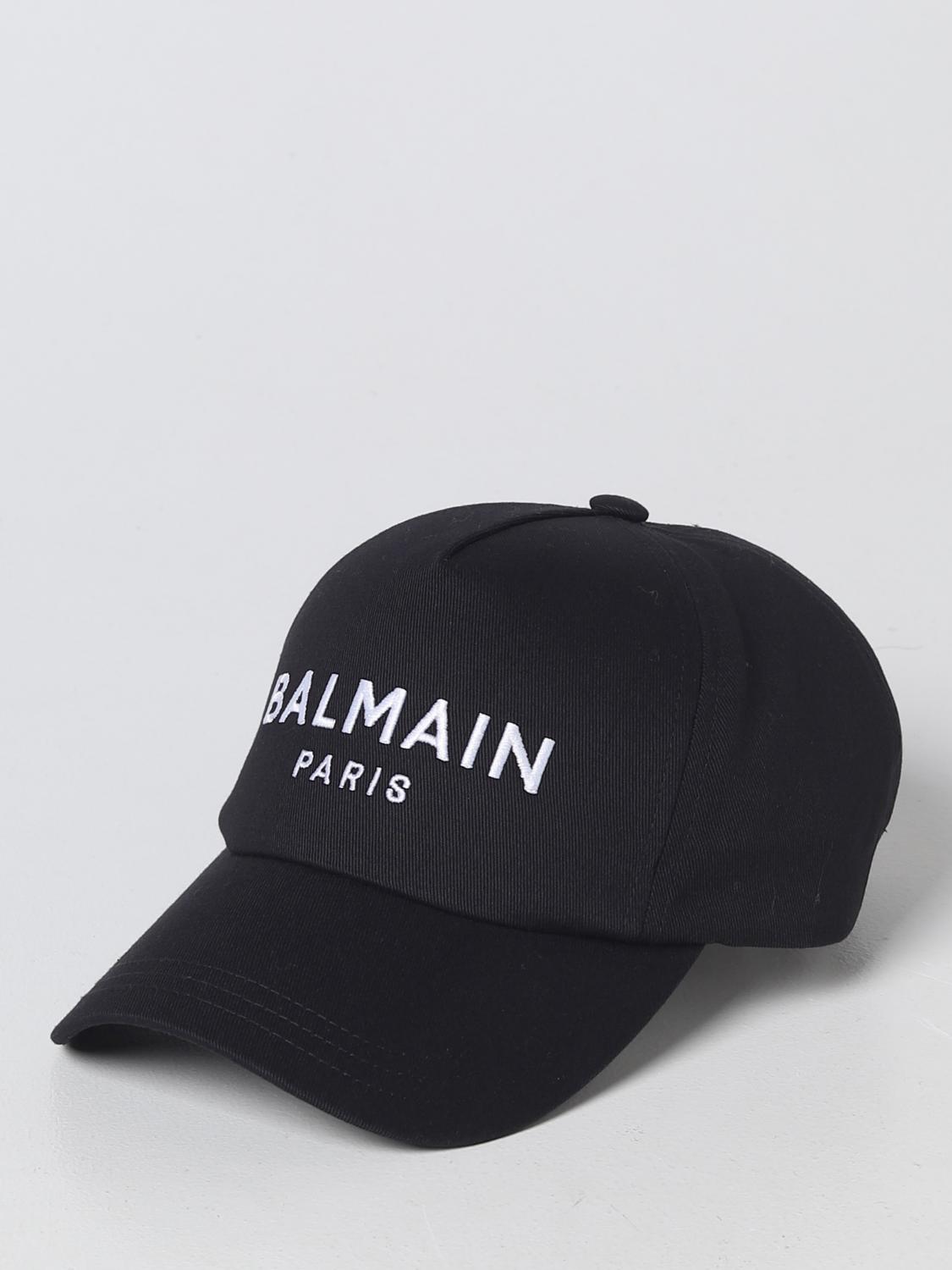 BALMAIN: cotton hat - Black | Balmain hat AF1XA015CB24 online at GIGLIO.COM