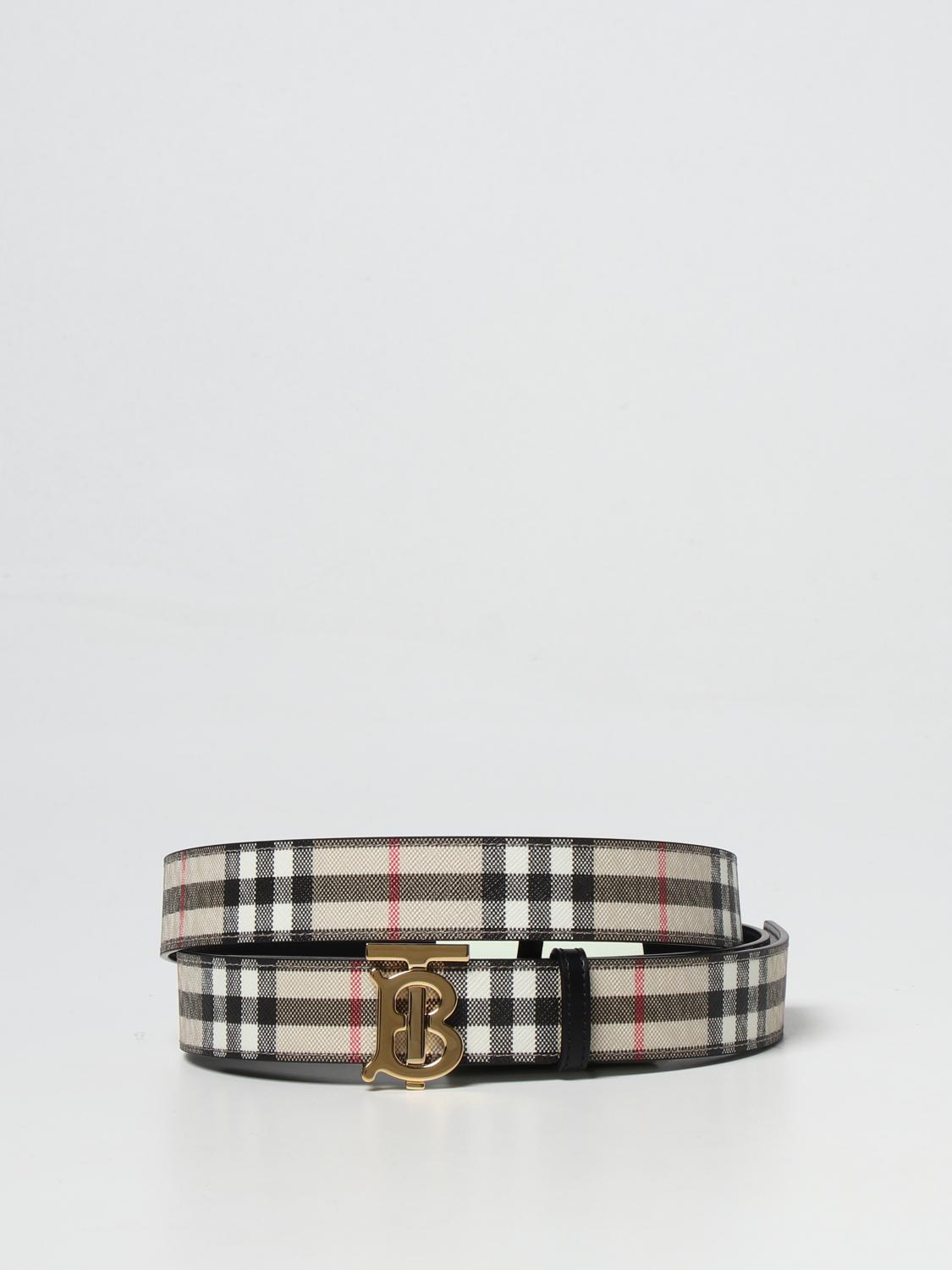 BURBERRY: Vintage Check belt in coated cotton - Beige | Burberry belt ...