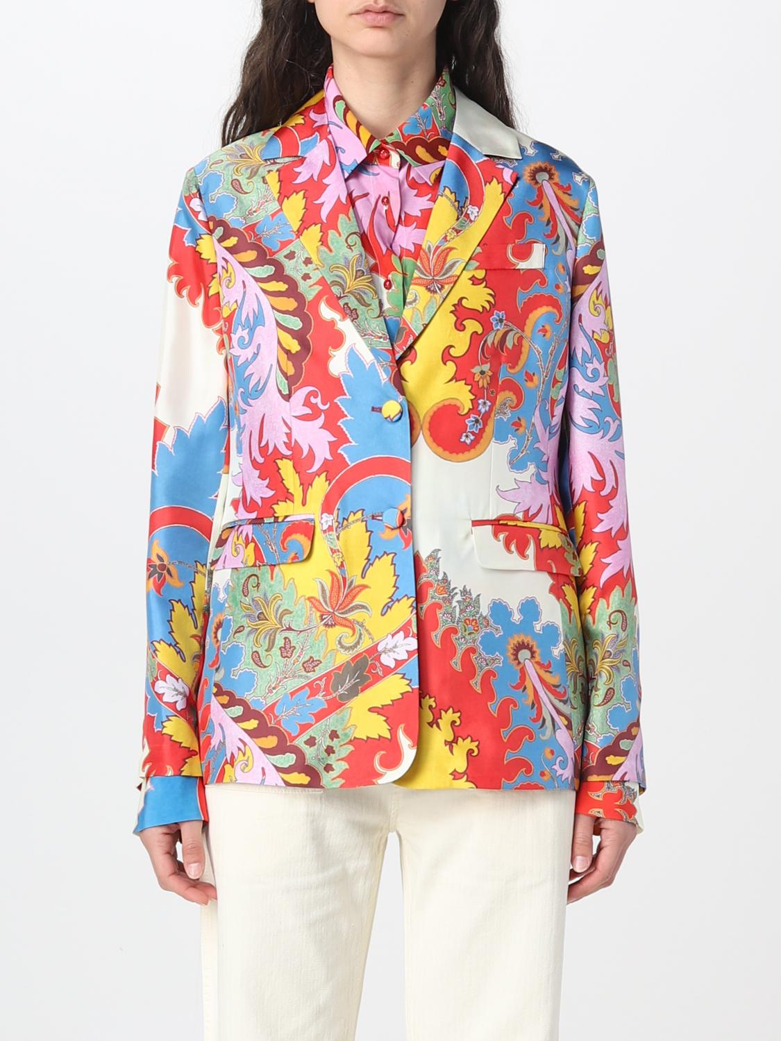 ETRO: blazer in printed silk - Red | Etro blazer 121874715 online at ...
