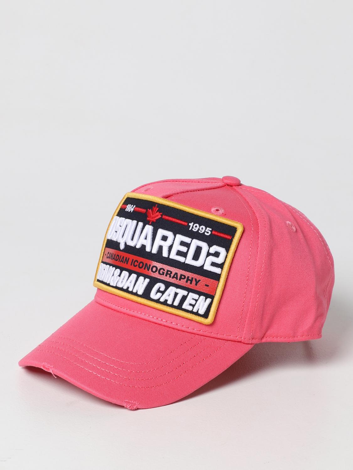 DSQUARED2: hat in cotton with patch - Pink | Dsquared2 hat ...