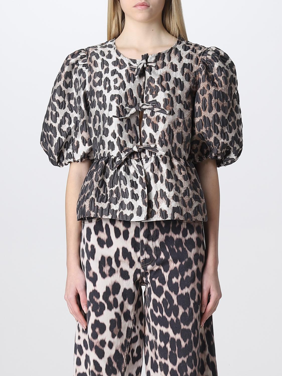 GANNI: top in recycled fabric - Multicolor | Ganni top F7623 online at ...