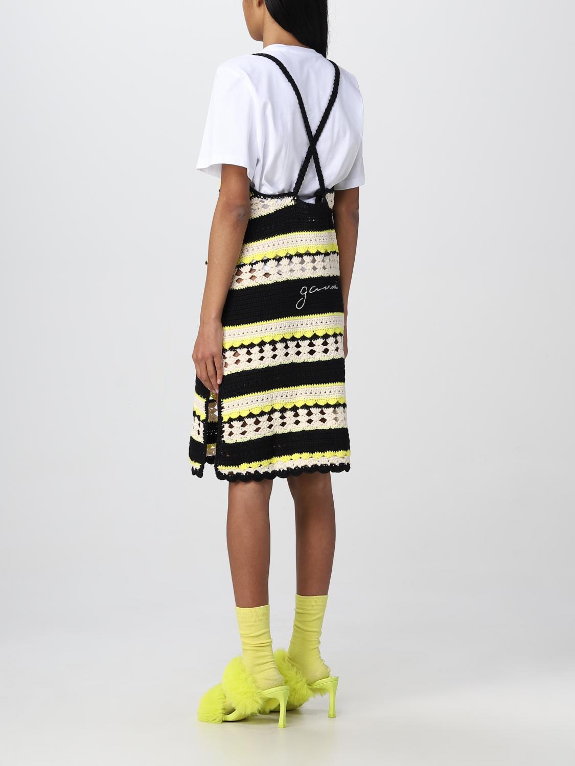 GANNI: dress in crochet cotton - Yellow | Ganni dress K1808 online at ...