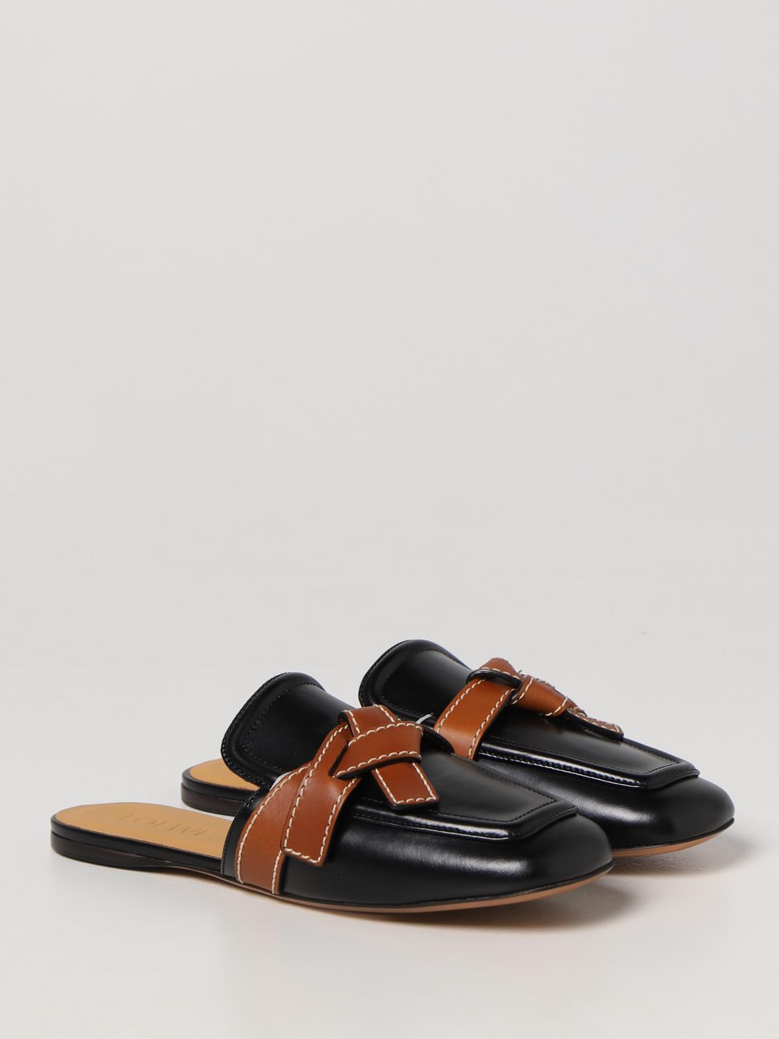 LOEWE: Gate brushed leather mules - Black | Loewe flat shoes L815379X04 ...