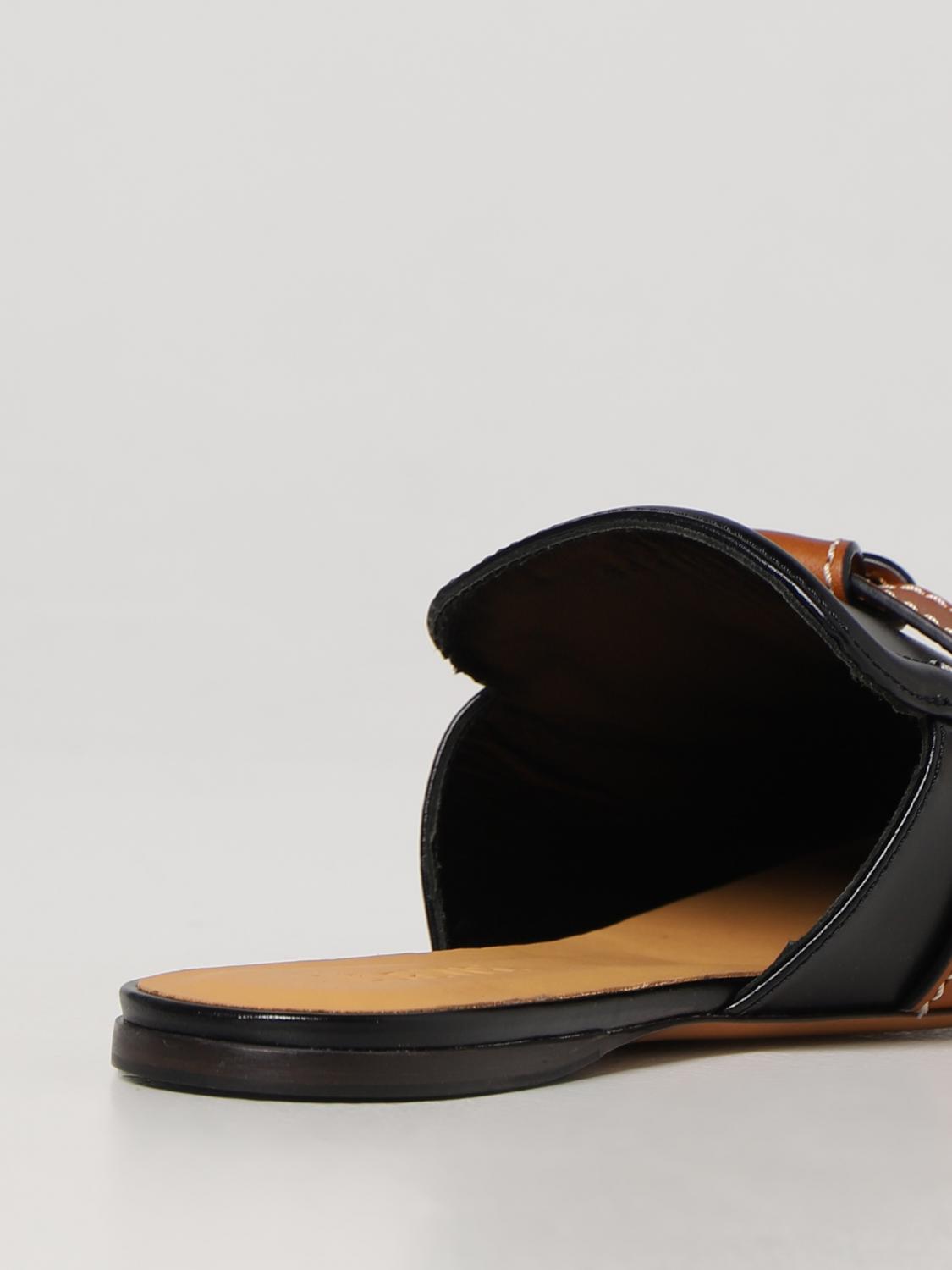 LOEWE: Gate brushed leather mules - Black | Loewe flat shoes L815379X04 ...