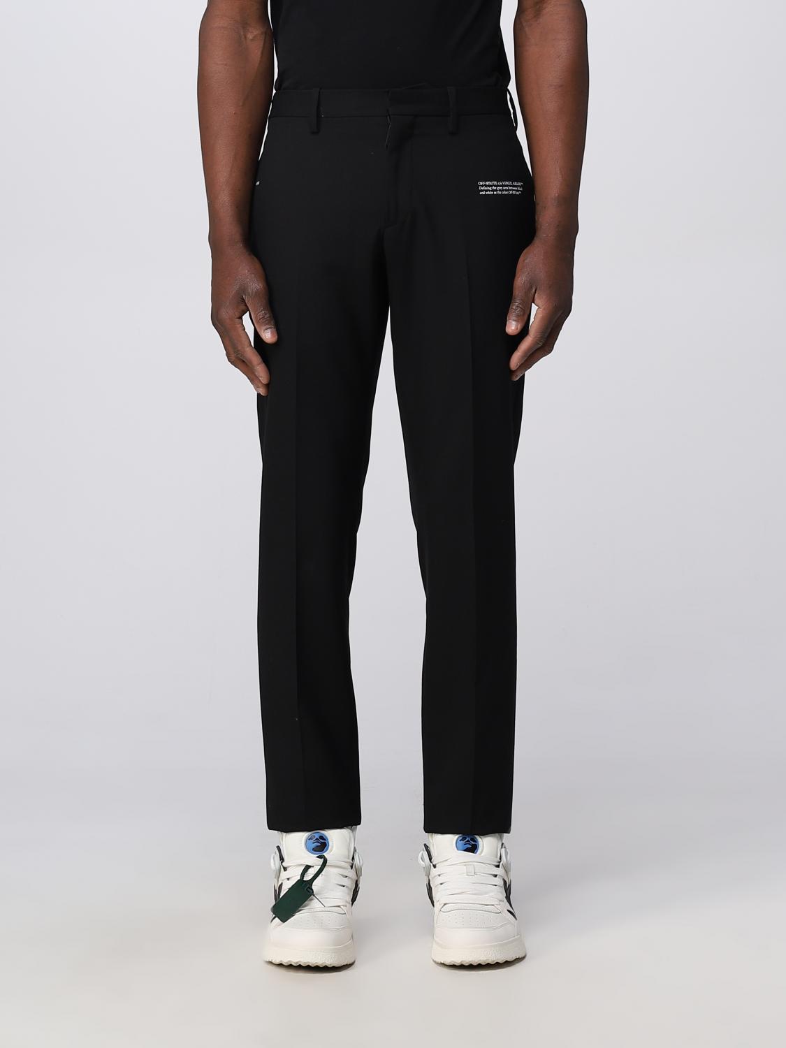 OFF-WHITE: wool pants - Black | Off-White pants OMCA211C99FAB002 online ...
