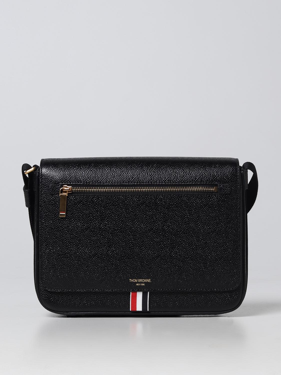 THOM BROWNE: bag in micro grain leather - Black | Thom Browne borsa a ...