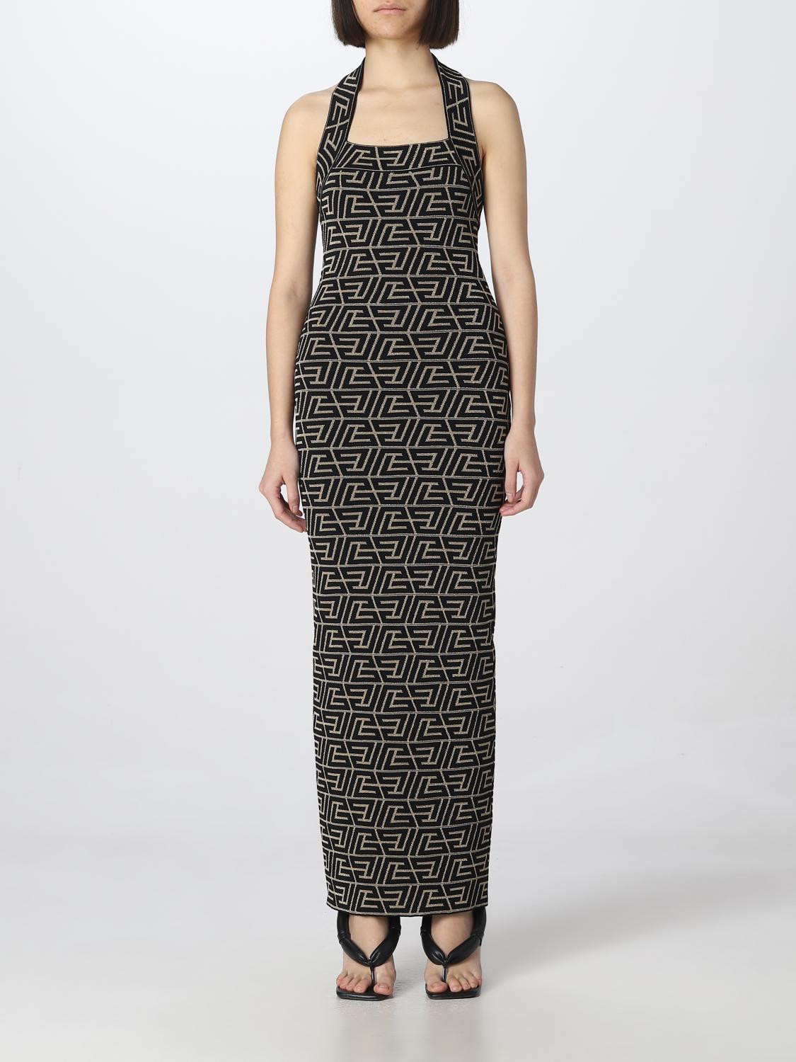 BALMAIN: dress in jacquard fabric - Yellow Gold | Balmain dress ...