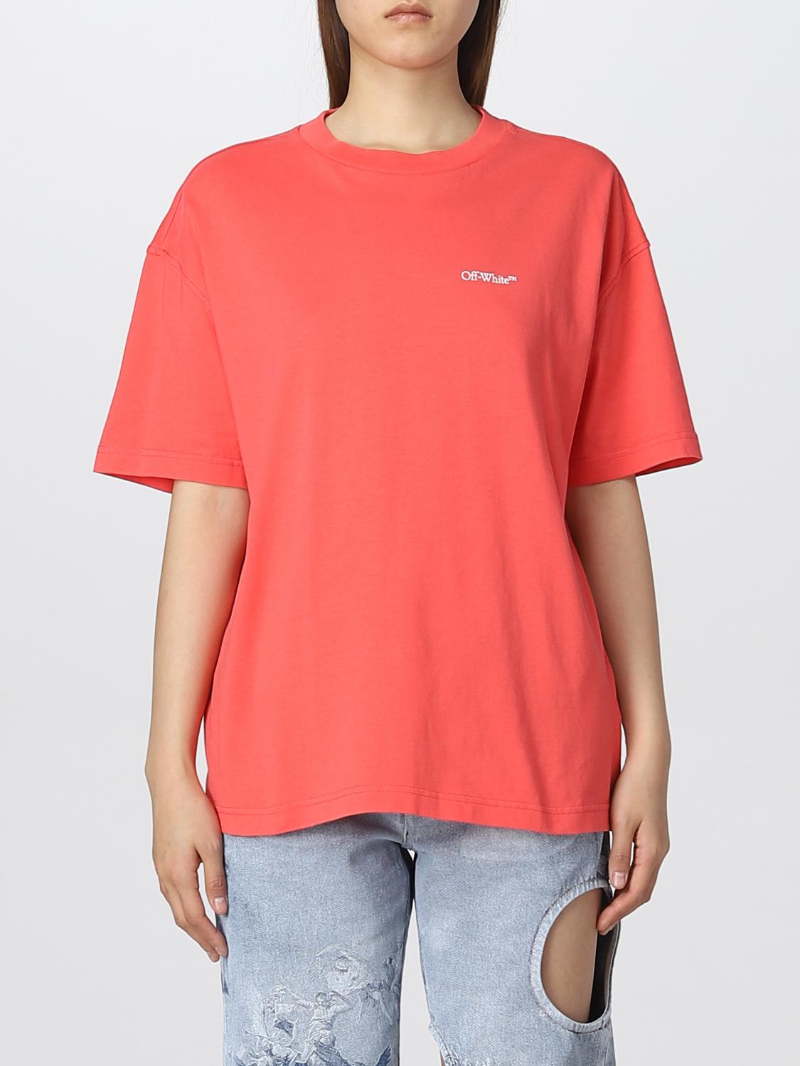 OFF-WHITE: Basic T-shirt - Red | Off-White t-shirt OWAA089S23JER001 ...
