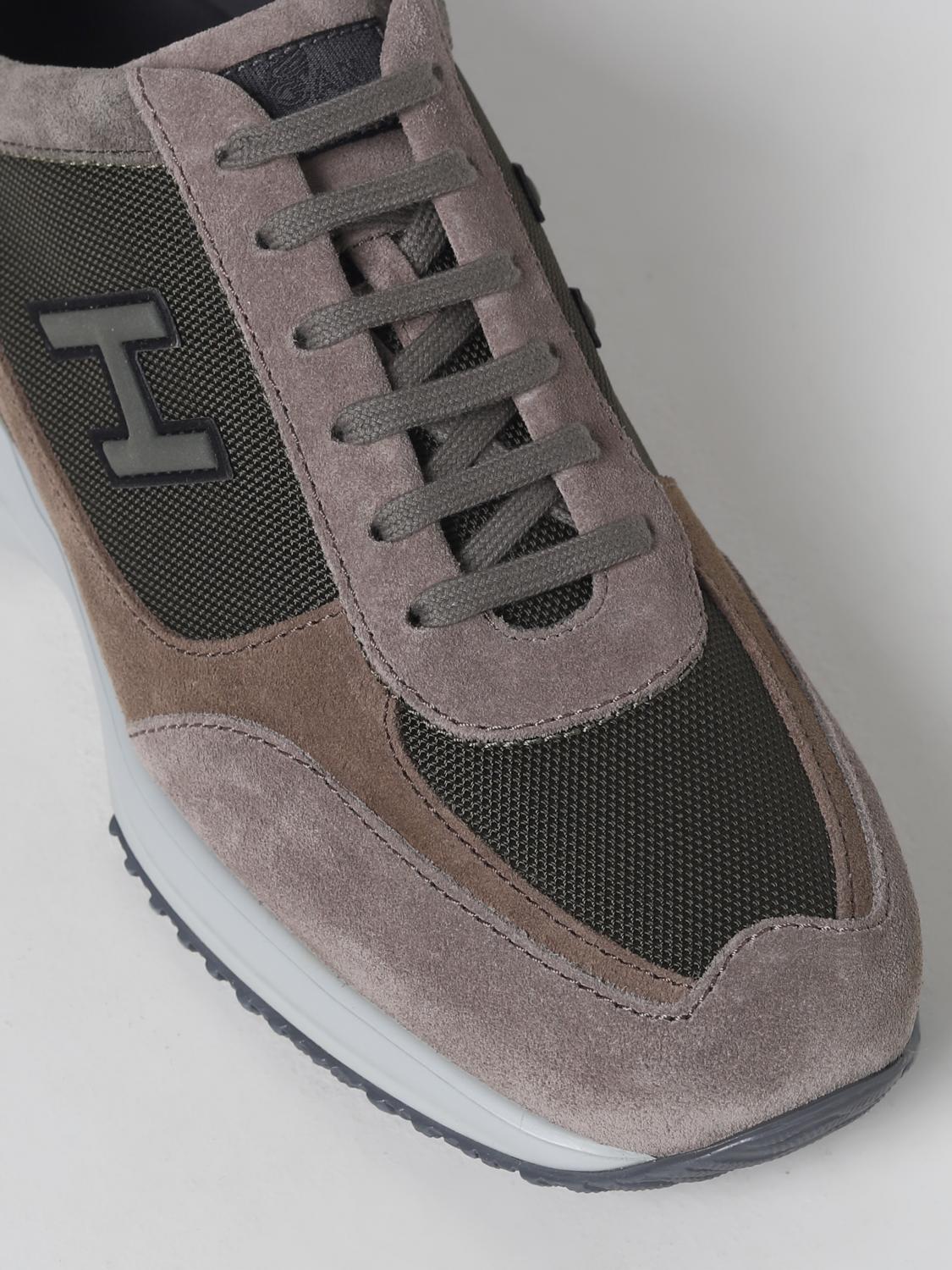 HOGAN: Interactive sneakers in leather and mesh - Dove Grey | Hogan ...