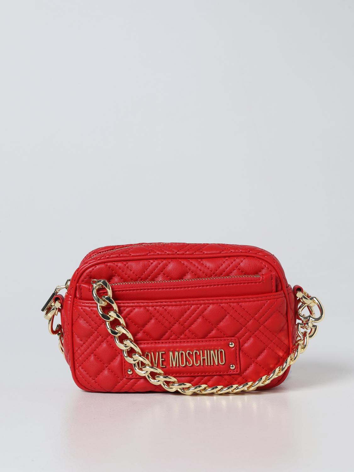 LOVE MOSCHINO: bag in quilted synthetic leather - Red | Love Moschino ...