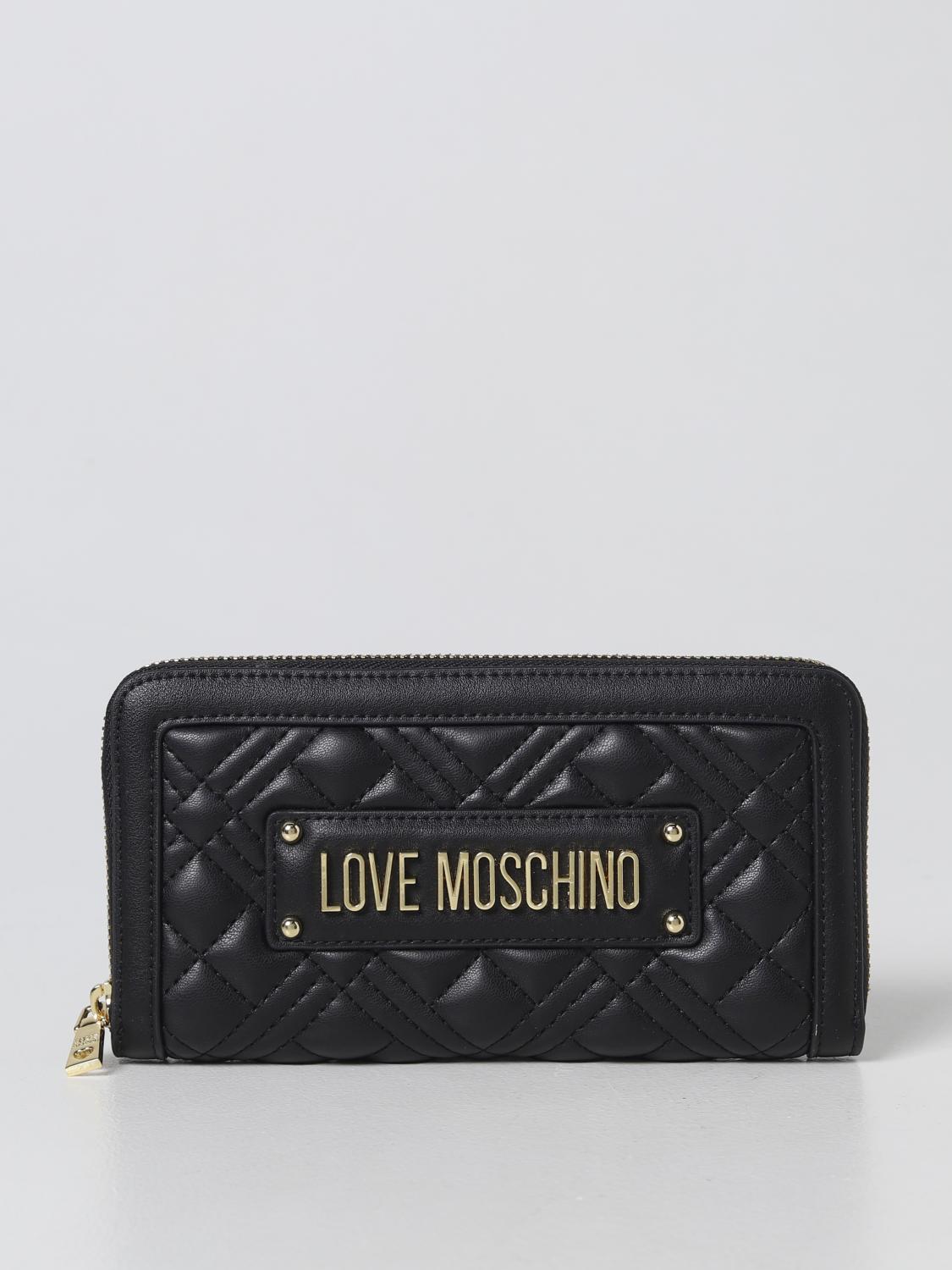 LOVE MOSCHINO: wallet in quilted faux leather - Black | Love Moschino ...