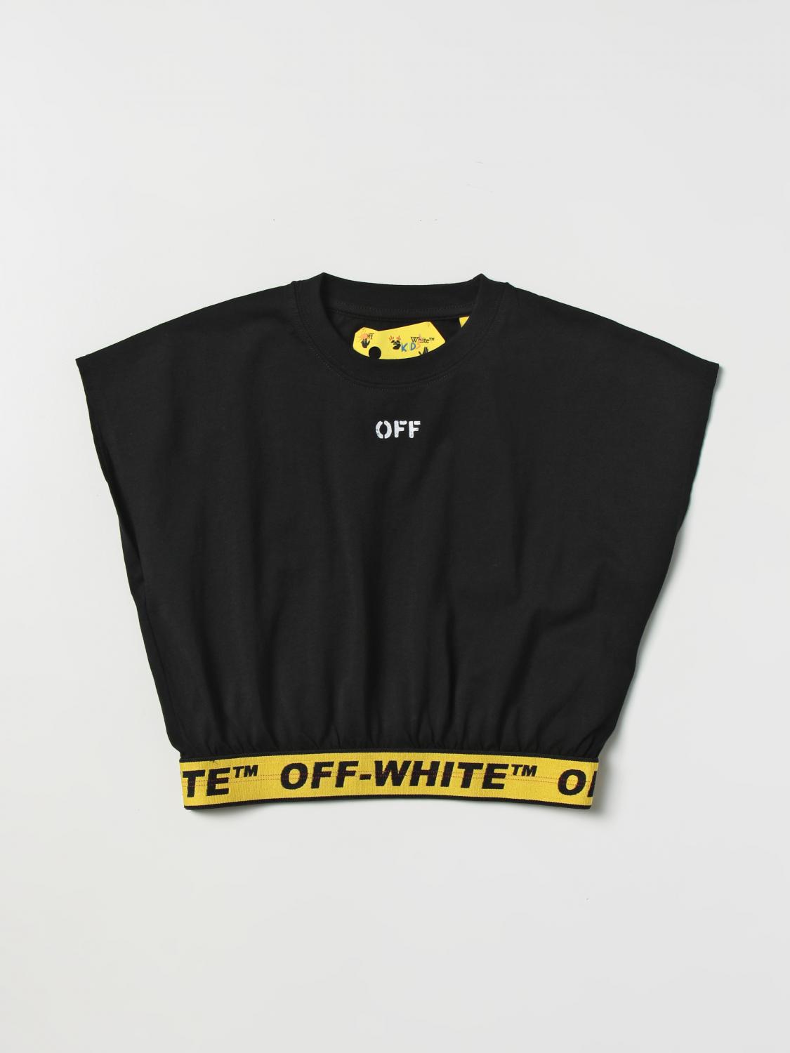 OFF-WHITE KIDS: Off-White cropped top with logo - Black | Off-White ...