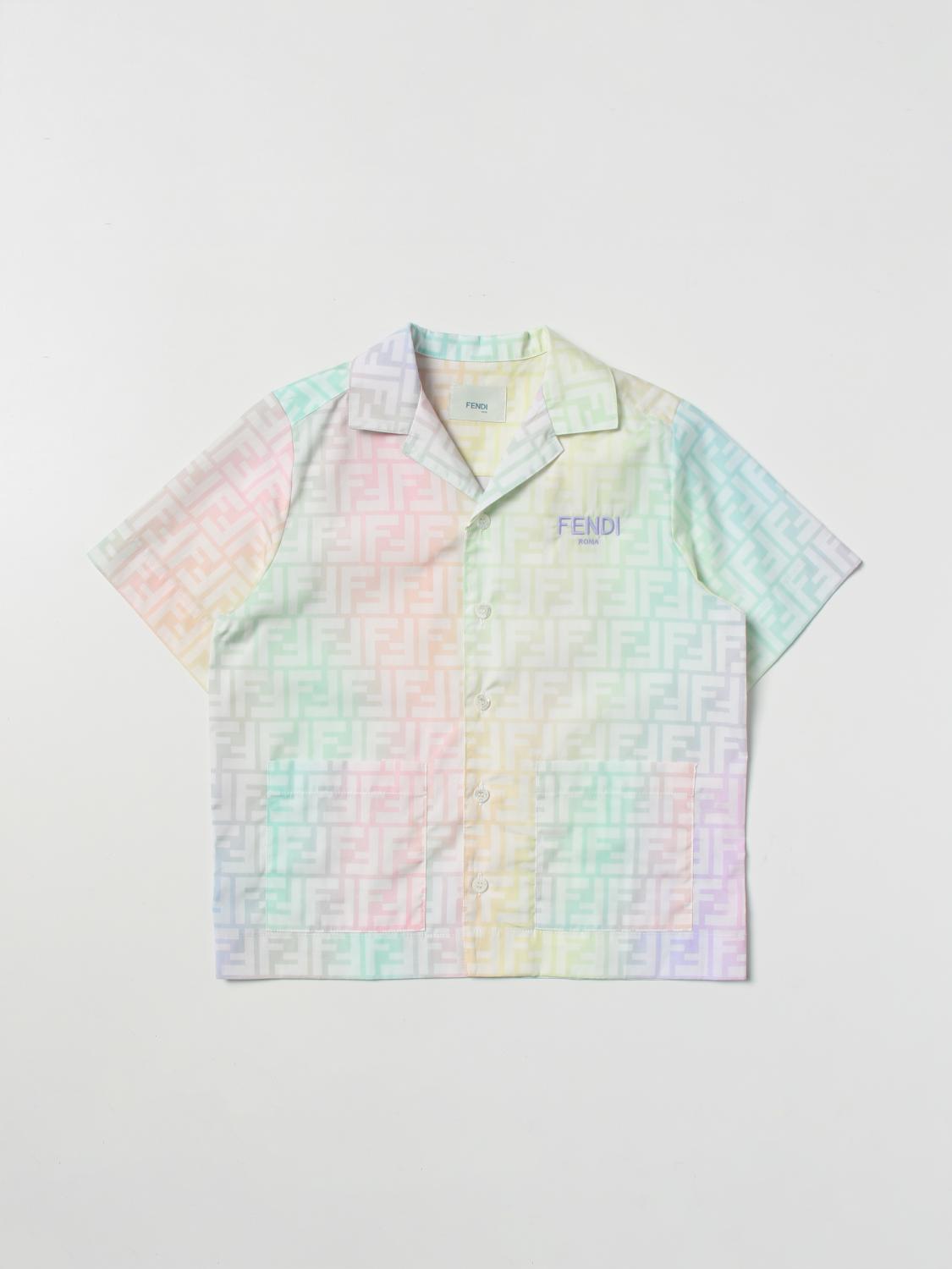 FENDI: Kids shirt with mélange pattern - Multicolor | Fendi shirt ...