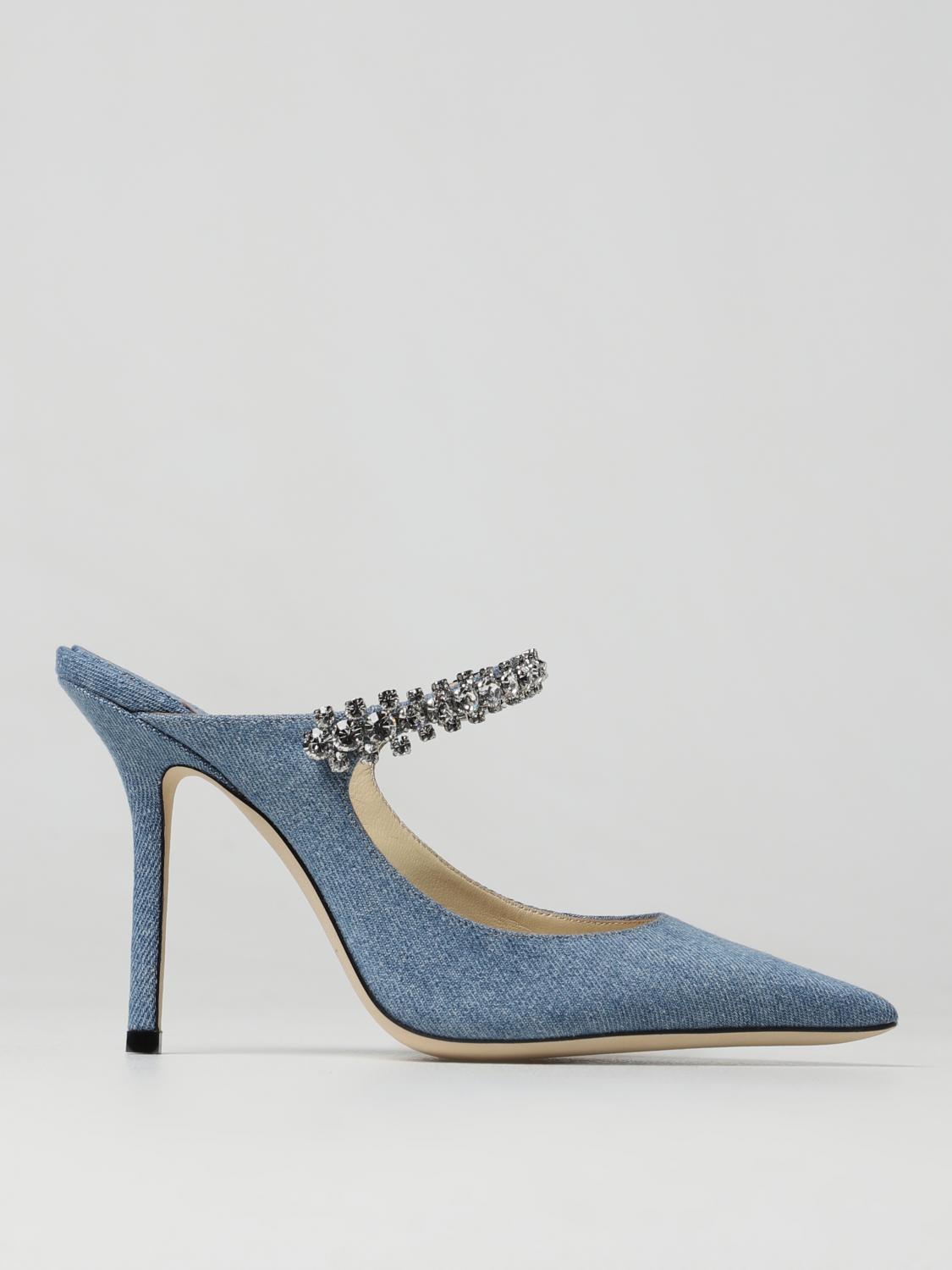 JIMMY CHOO: Heeled sandals woman - Denim | Jimmy Choo high heel shoes ...