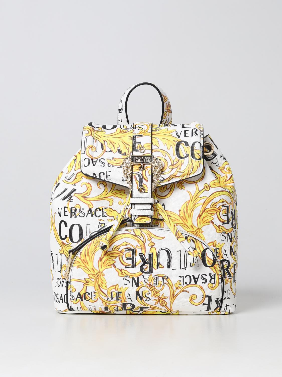 VERSACE JEANS COUTURE: backpack in saffiano synthetic leather - White ...