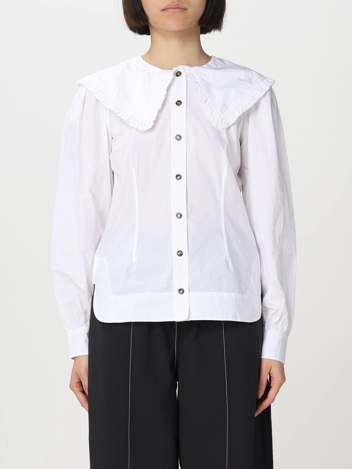 GANNI: Shirt woman - White | Ganni shirt F5500 online at GIGLIO.COM