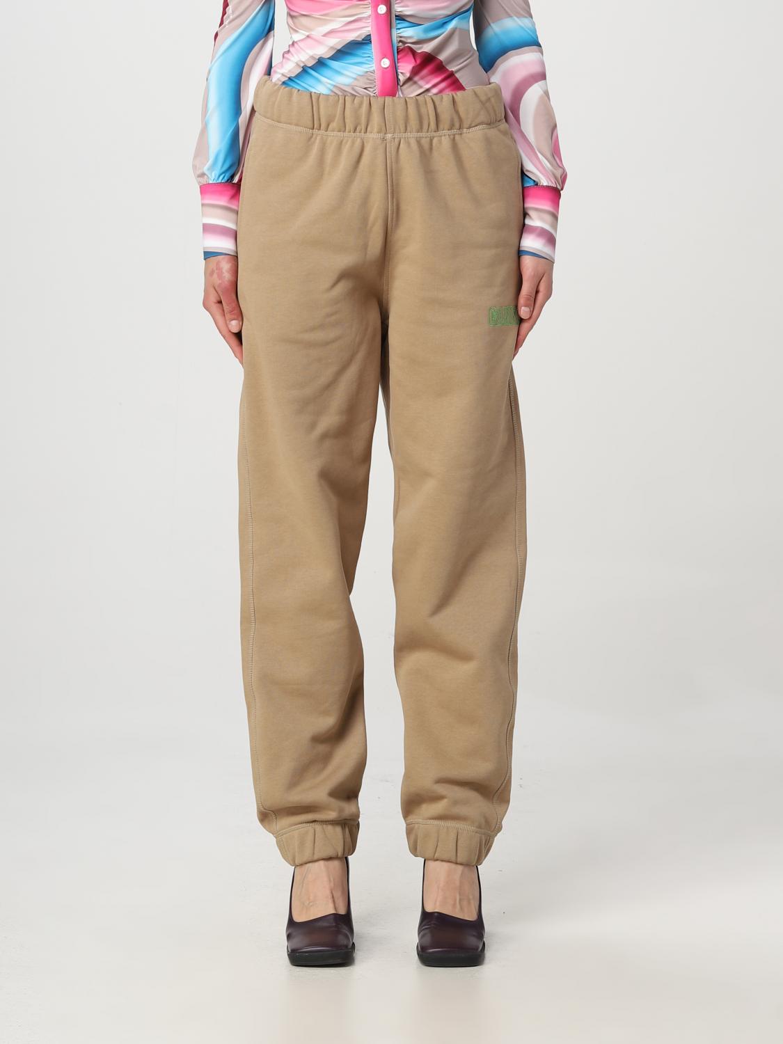 GANNI: pants in organic cotton - Beige | Ganni pants T3381 online at ...