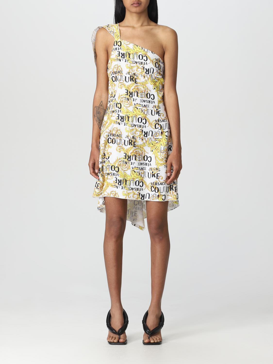 VERSACE JEANS COUTURE: Abito in tessuto sintetico - Bianco | Abito ...