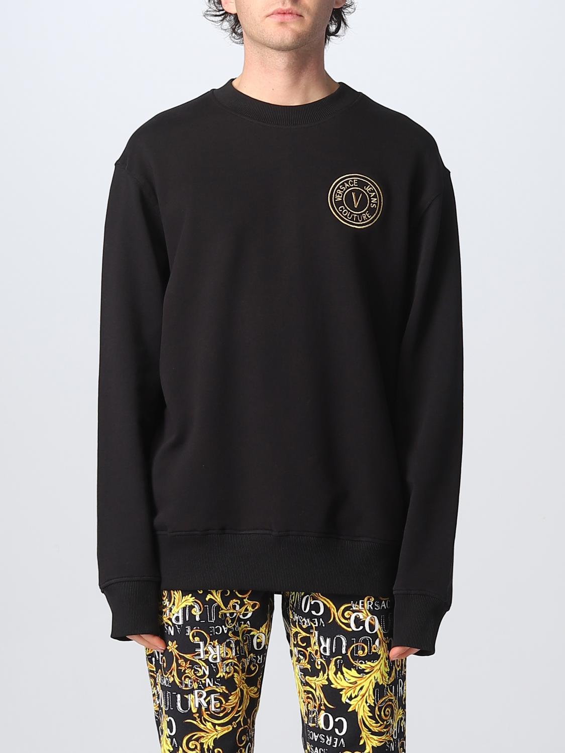 VERSACE JEANS COUTURE: sweatshirt in cotton jersey - Black | Versace ...
