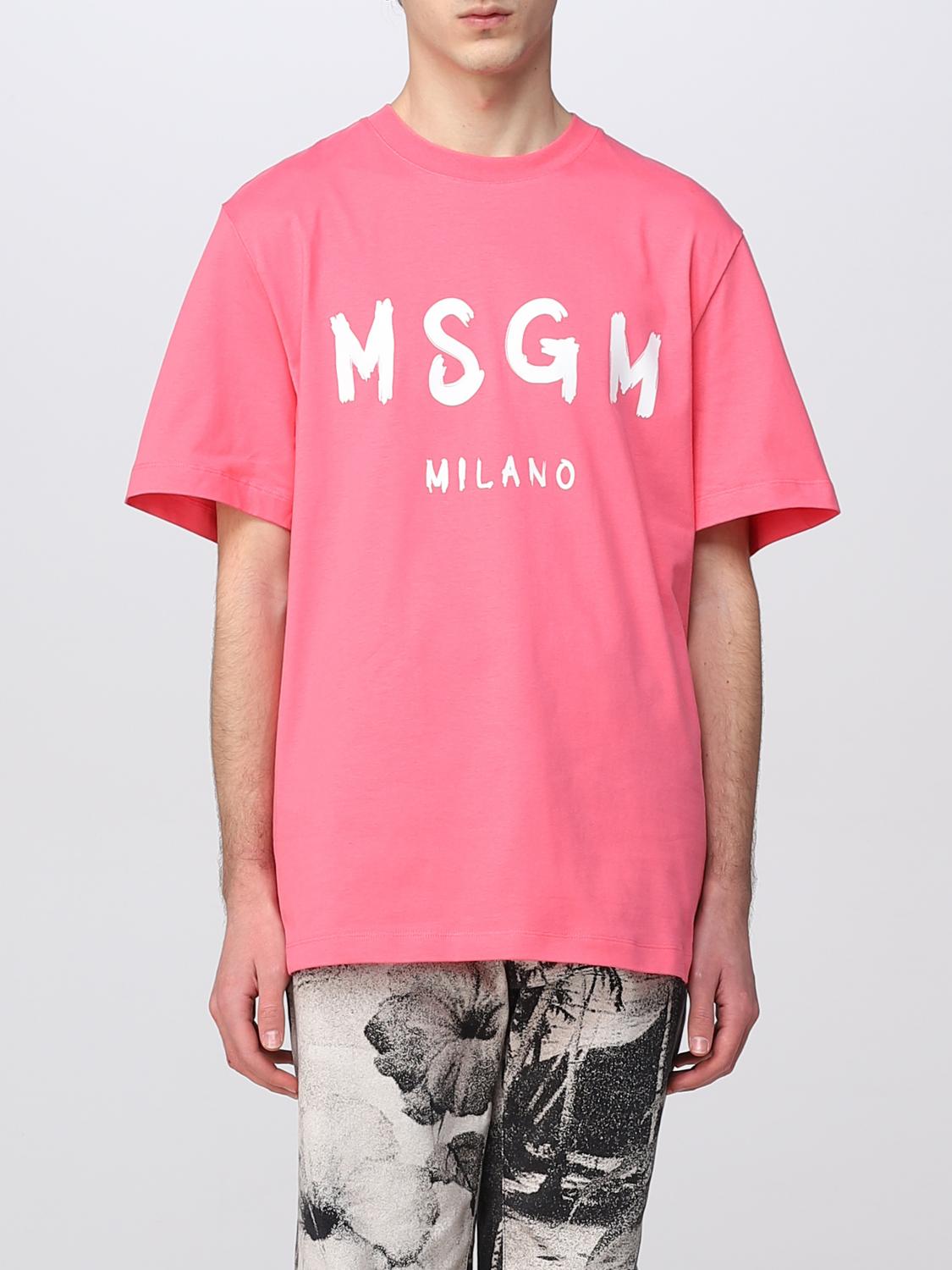 MSGM: cotton t-shirt - Fuchsia | MSGM t-shirt MM510237002 online at GIGLIO.COM