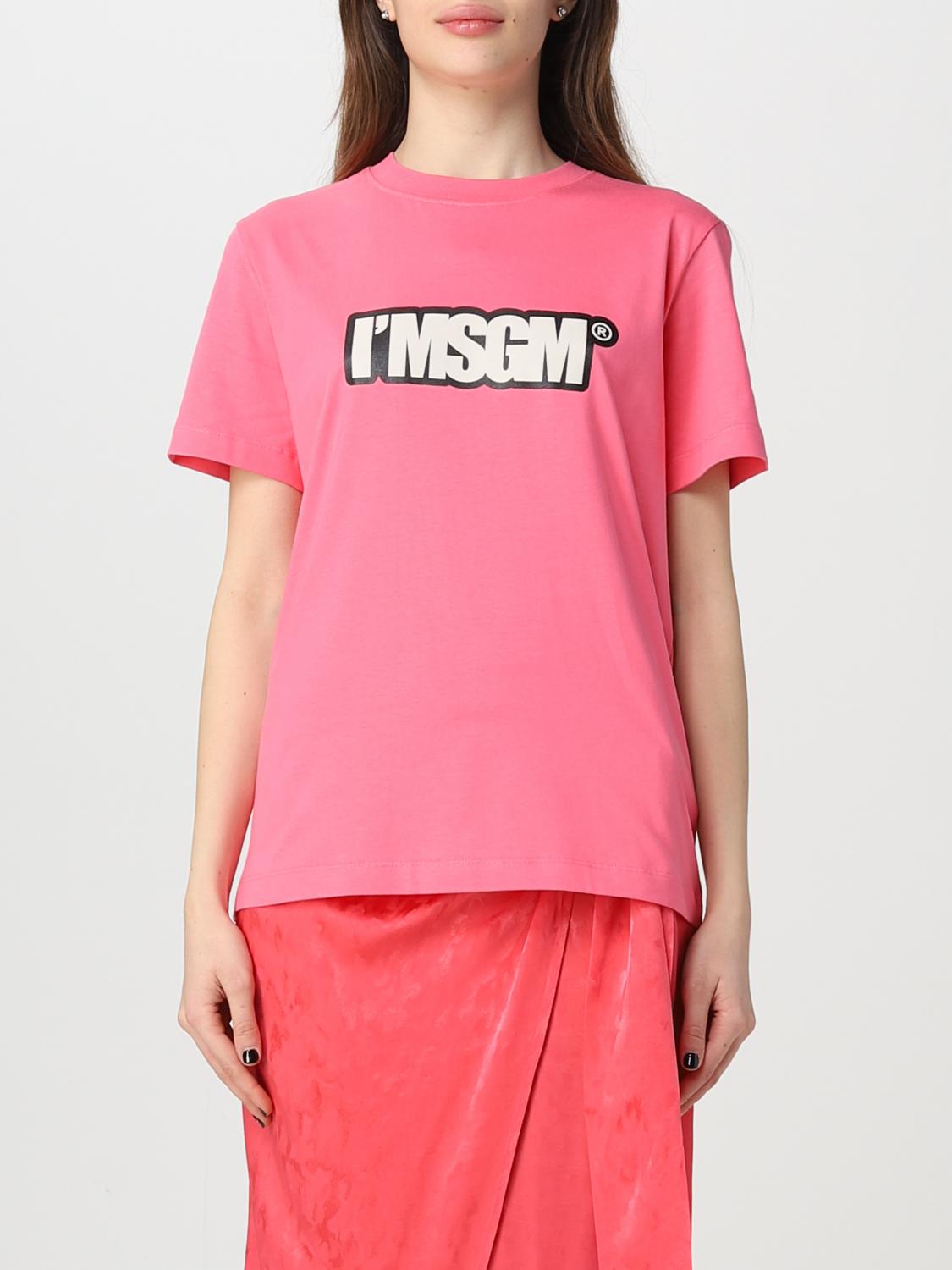 MSGM: cotton t-shirt - Fuchsia | MSGM t-shirt MDM100237002 online at GIGLIO.COM