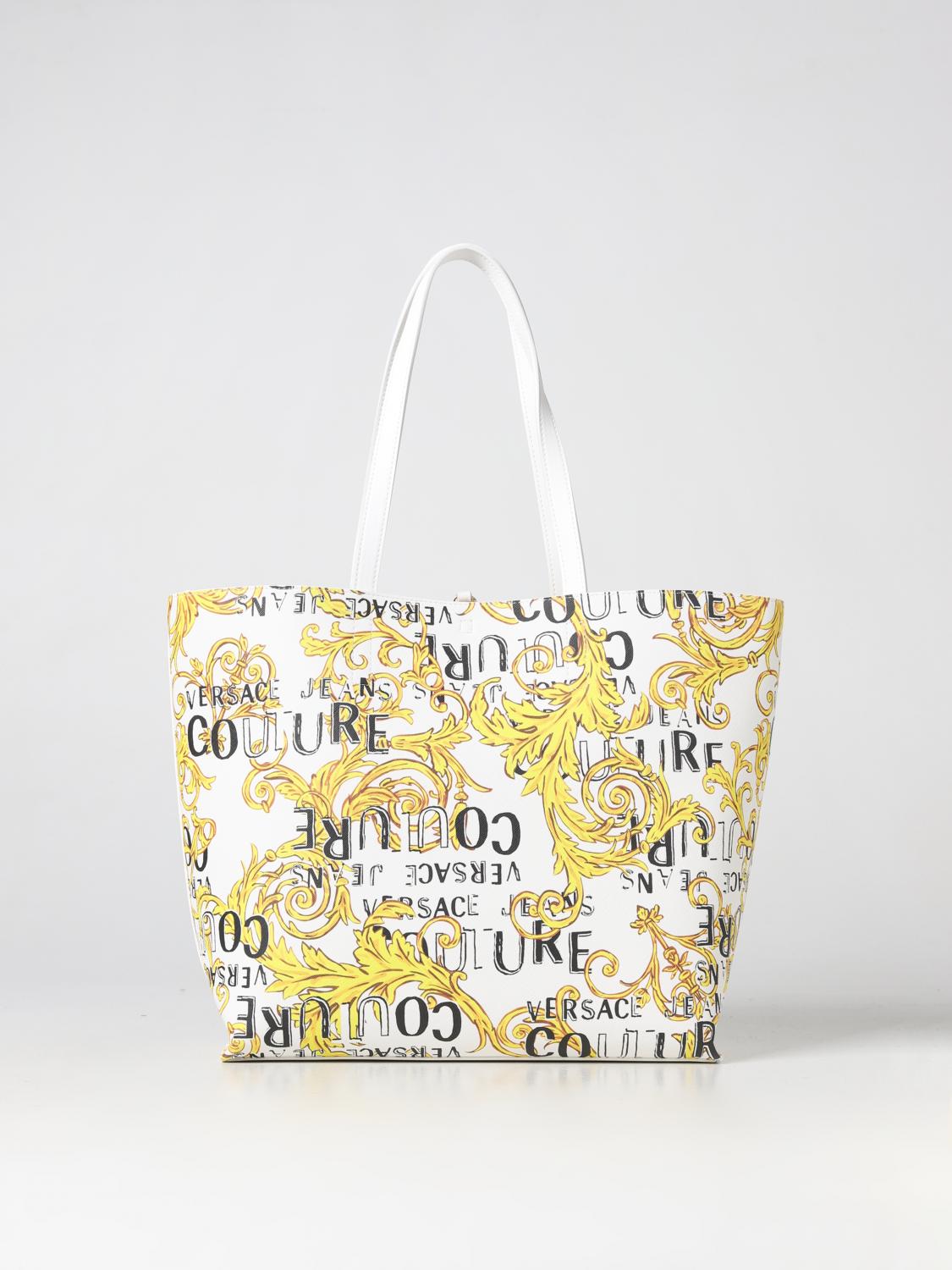 VERSACE JEANS COUTURE: bag in saffiano synthetic leather - White 1 ...