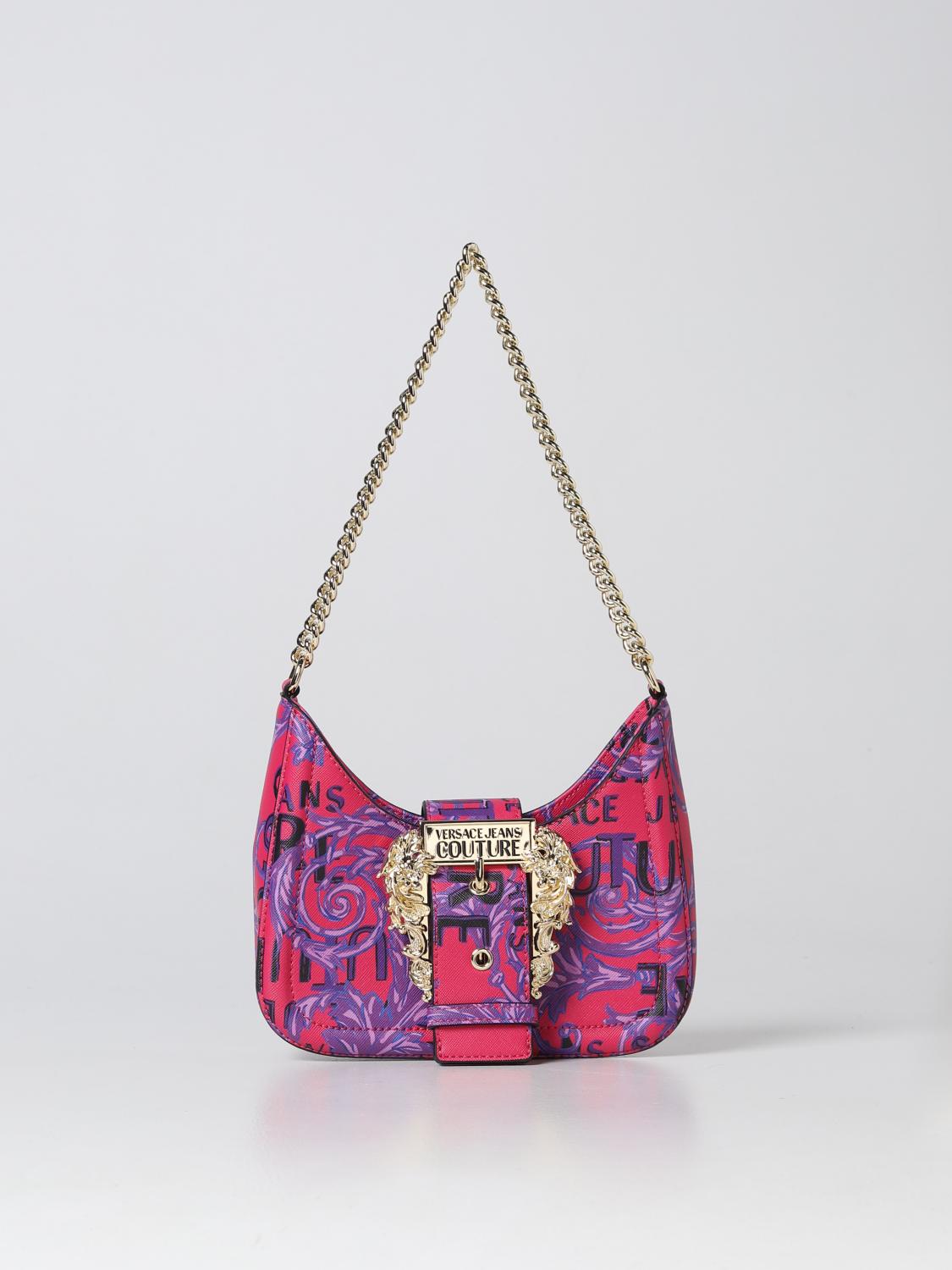 VERSACE JEANS COUTURE: Borsa con stampa Baroque all over - Rosa | Borsa ...