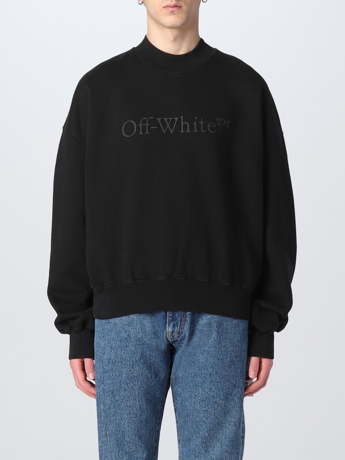 OFF-WHITE: crewneck sweatshirt with big logo - Black | Off-White ...
