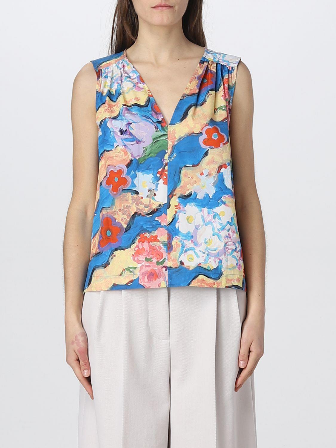 MARNI: blouse in printed cotton - Blue | Marni top TTMA0217A1UTC229 ...