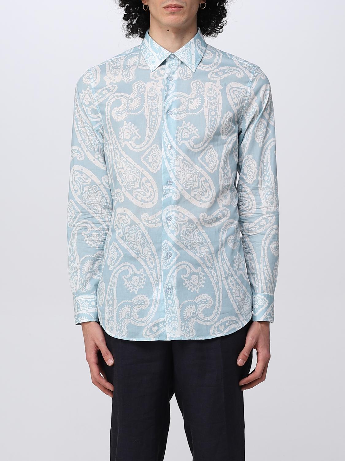 ETRO: shirt in cotton with Paisley pattern - Gnawed Blue | Etro shirt ...