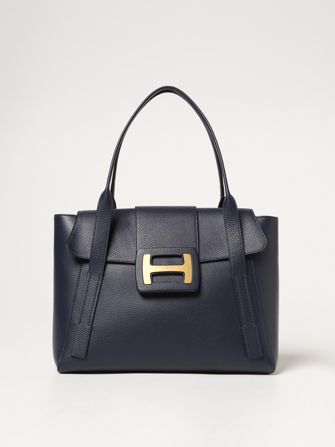 HOGAN: bag in grained leather - Blue | Hogan shoulder bag ...