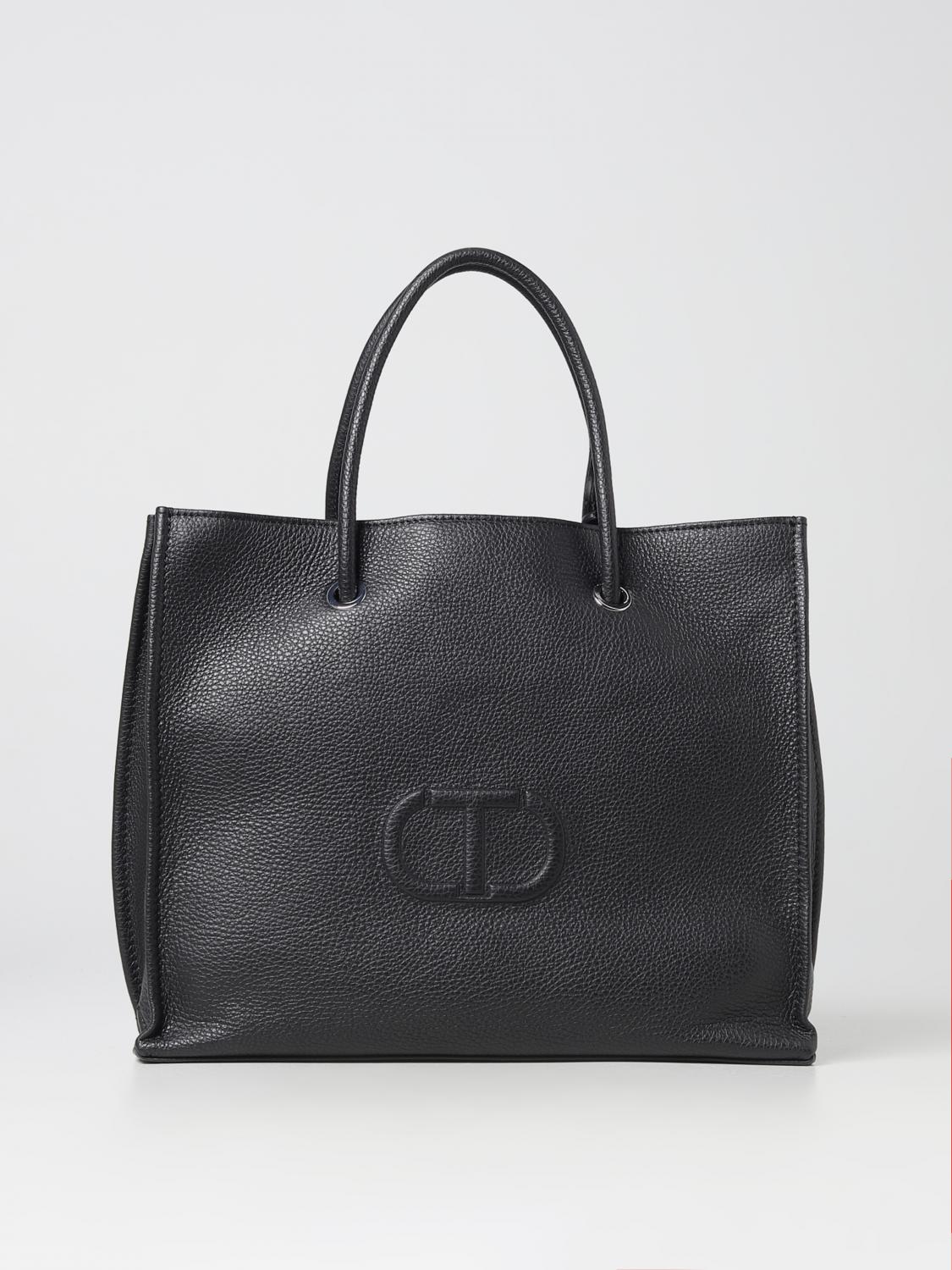 TWINSET: bag in grained leather - Black | Twinset tote bags 231TB7235 ...