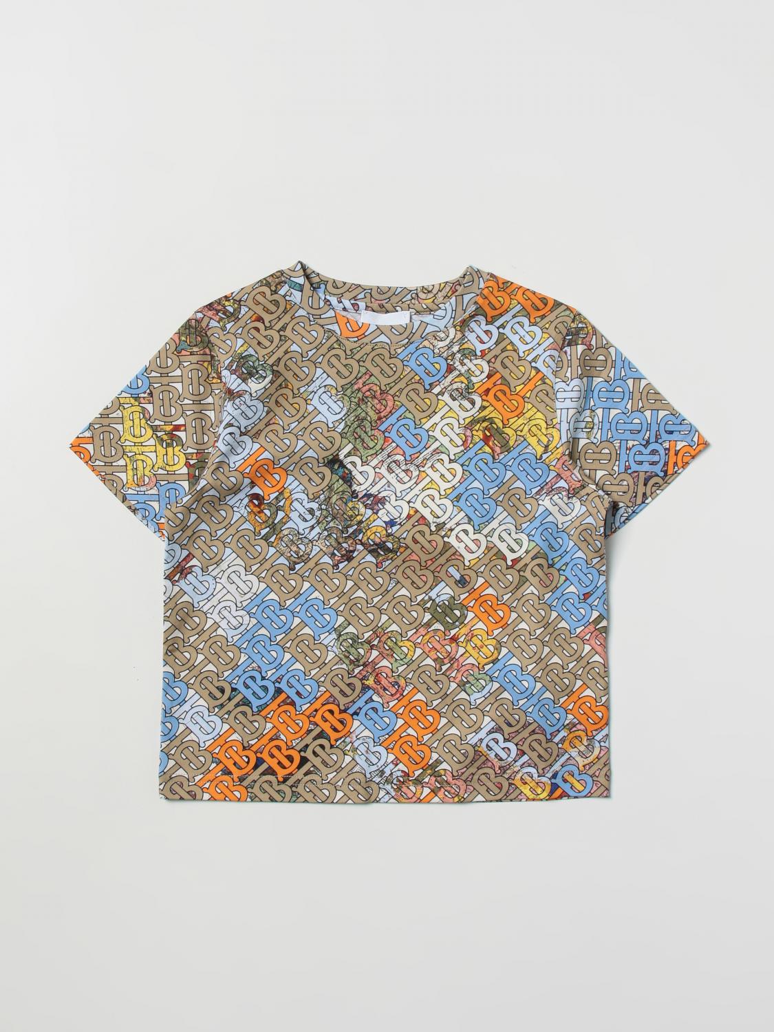 BURBERRY: t-shirt with monogram and map print - Multicolor | Burberry t ...