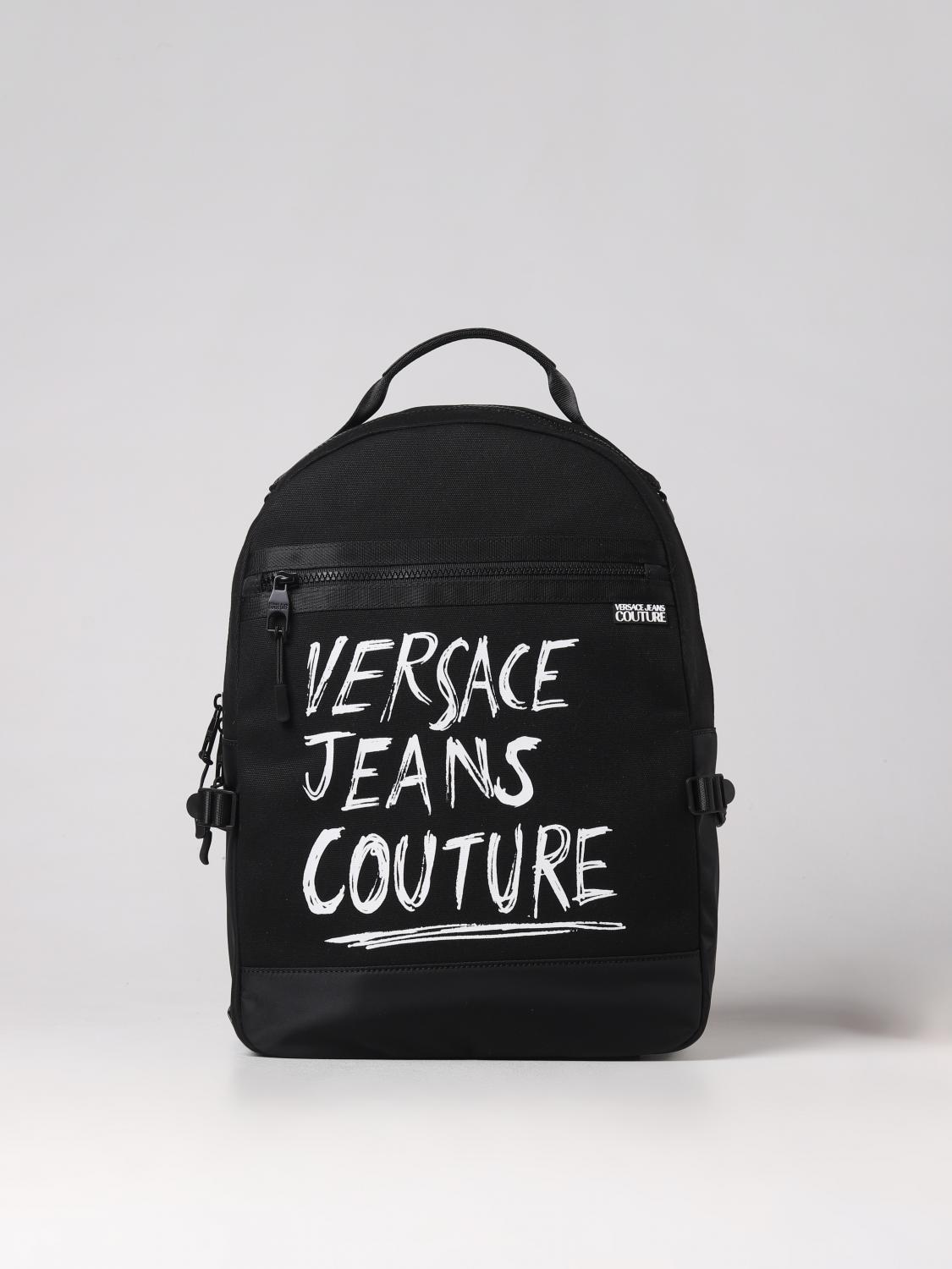 VERSACE JEANS COUTURE: backpack in canvas - Black | Versace Jeans ...