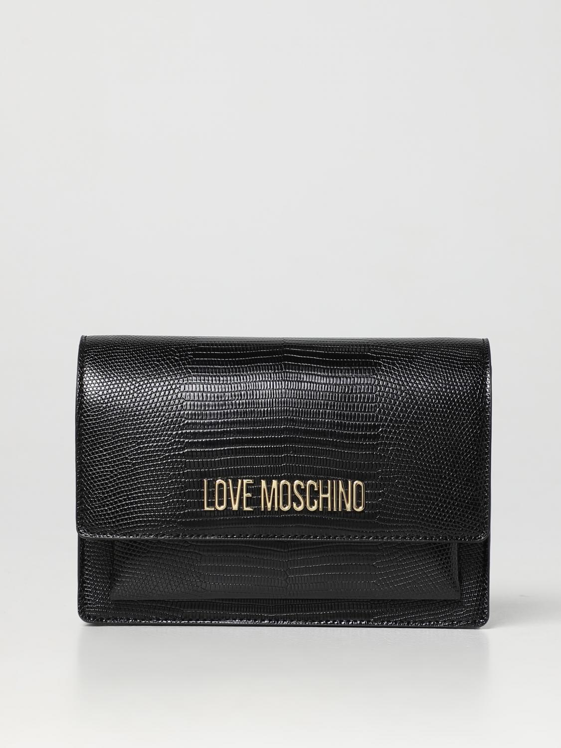 LOVE MOSCHINO: wallet bag in python print synthetic leather - Black ...