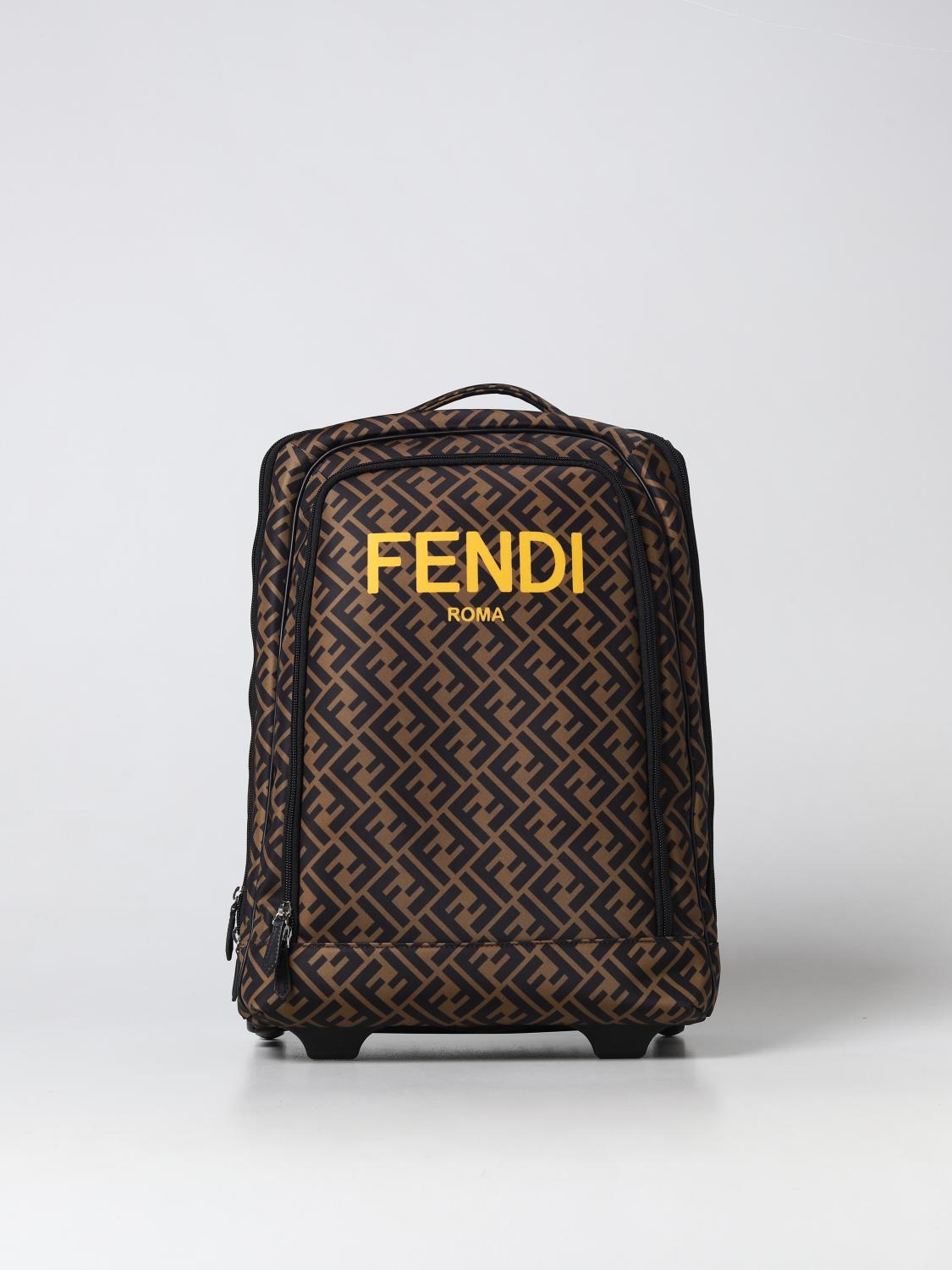 FENDI: Kids Trolley backpack in Econyl® - Brown | Fendi duffel bag ...