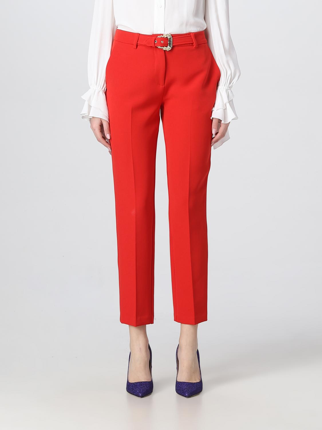 VERSACE JEANS COUTURE: trousers in stretch fabric - Red | Versace Jeans ...