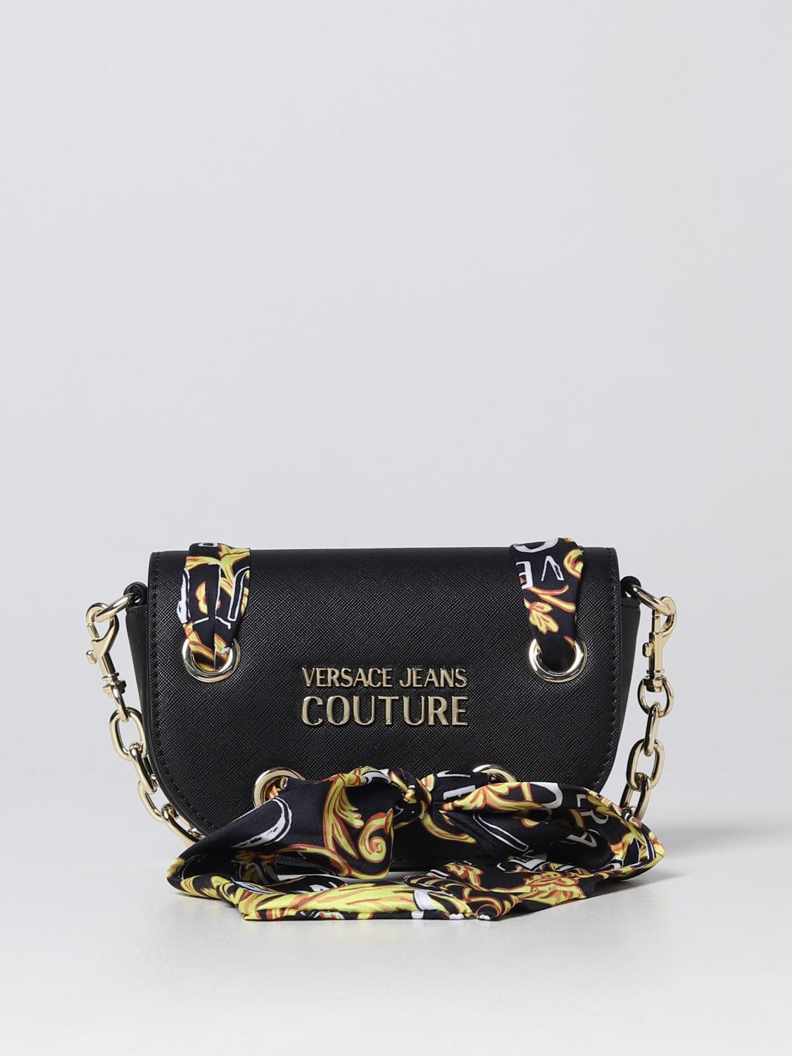 VERSACE JEANS COUTURE: bag in saffiano synthetic leather - Black ...
