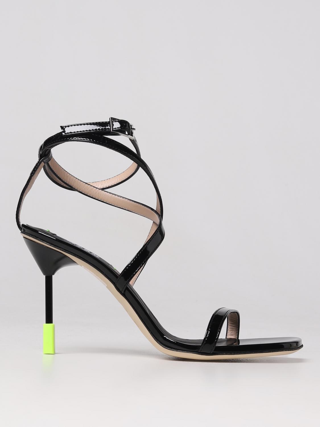 MSGM: sandals in patent leather - Black | MSGM heeled sandals MDS187482 online at GIGLIO.COM