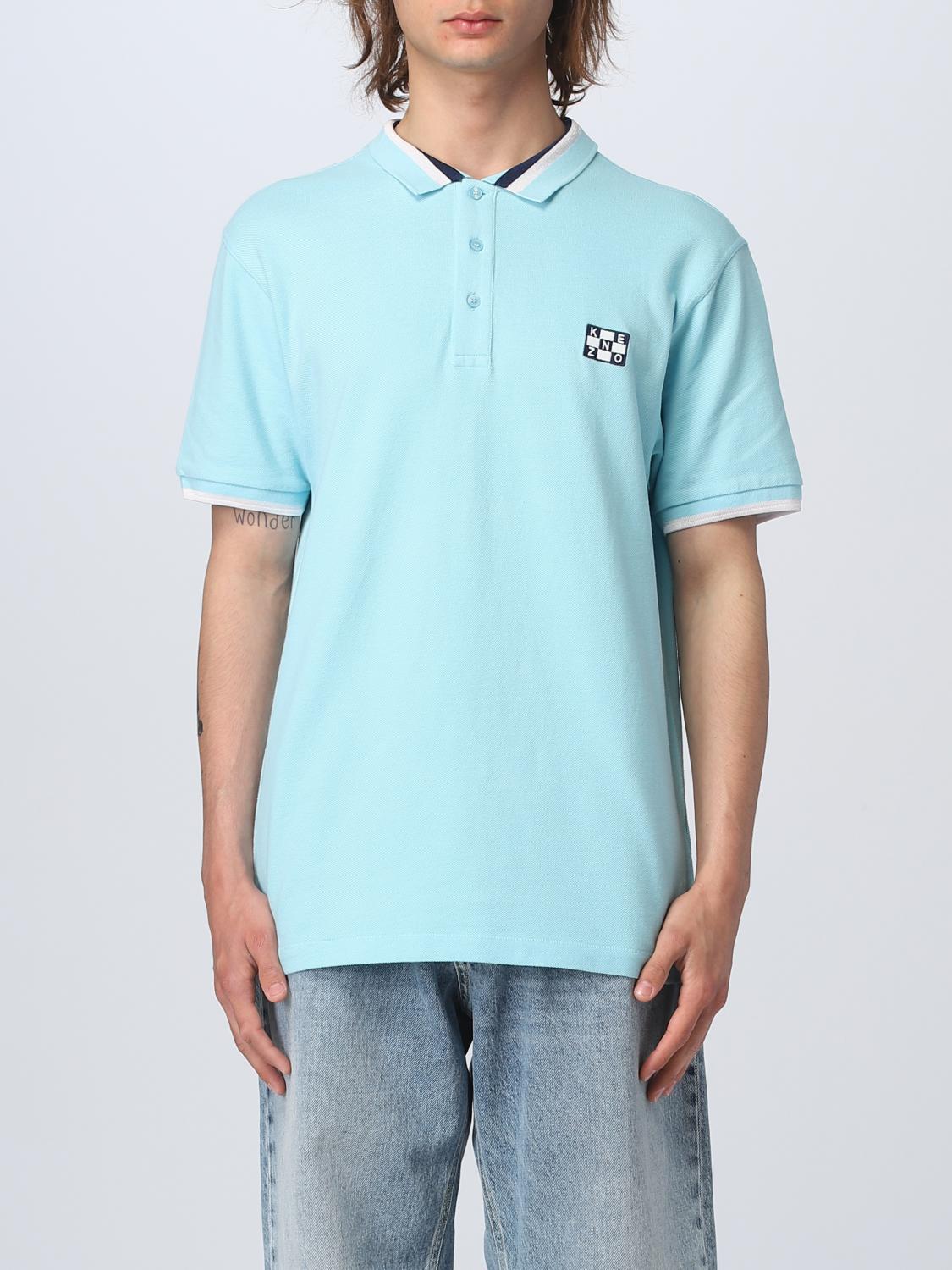 KENZO: T-shirt men - Turquoise | Kenzo polo shirt FD55PO5244PU online ...