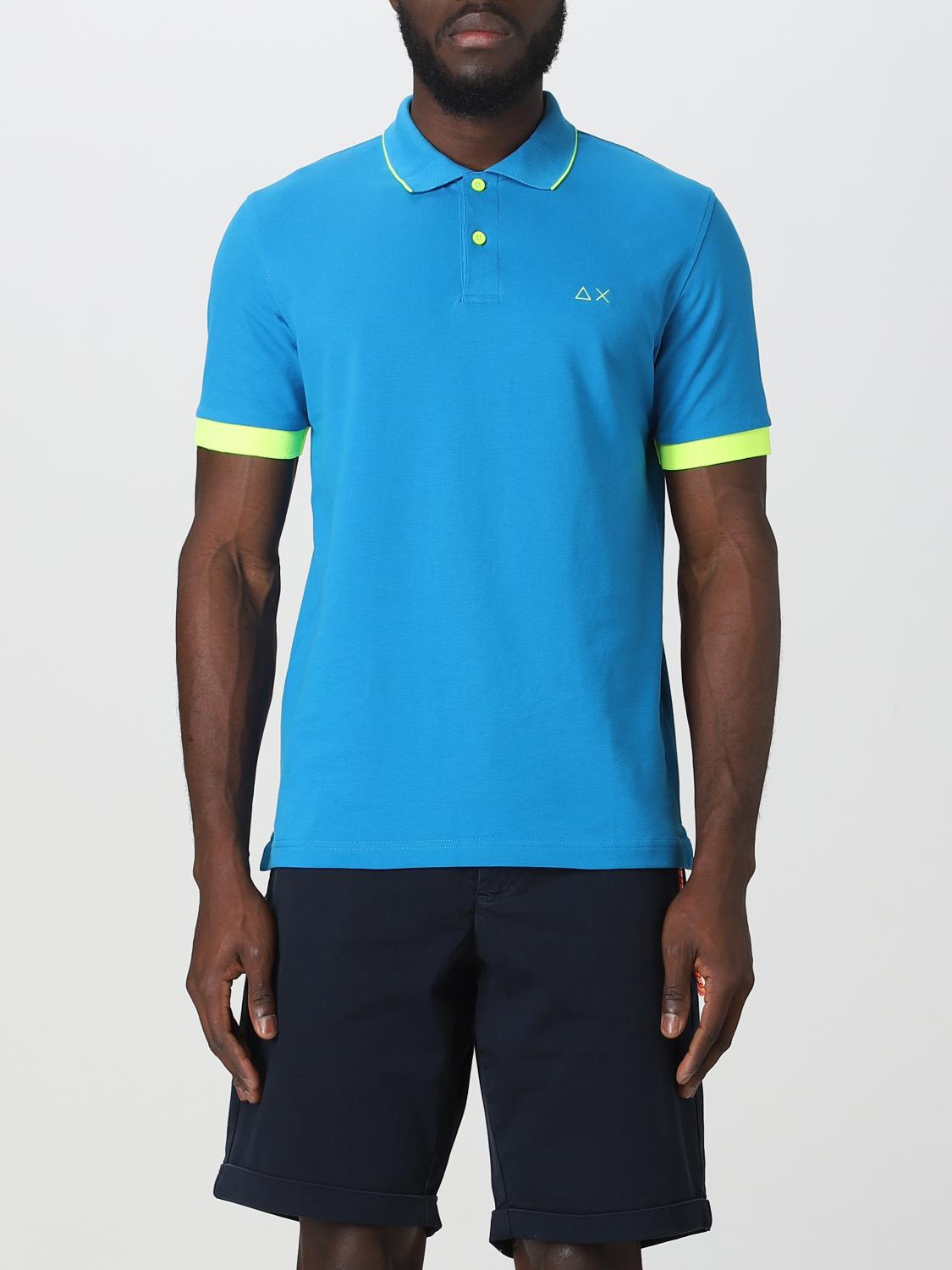 SUN68: Polo shirt men Sun 68 - Gnawed Blue | SUN68 polo shirt A33120 ...