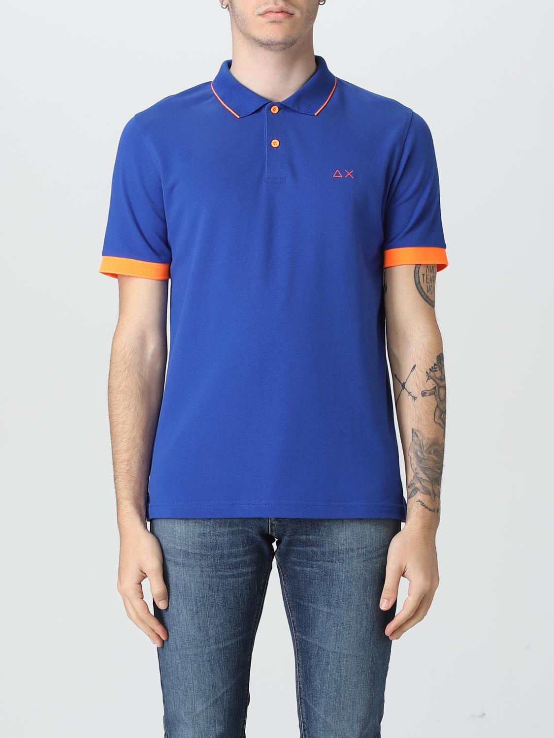 SUN 68: Polo shirt men - Blue 1 | Sun 68 polo shirt A33120 online at ...