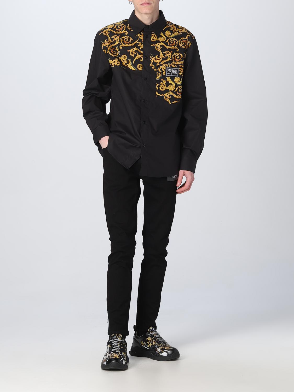 VERSACE JEANS COUTURE: men's shirt in cotton - Black | Versace Jeans ...
