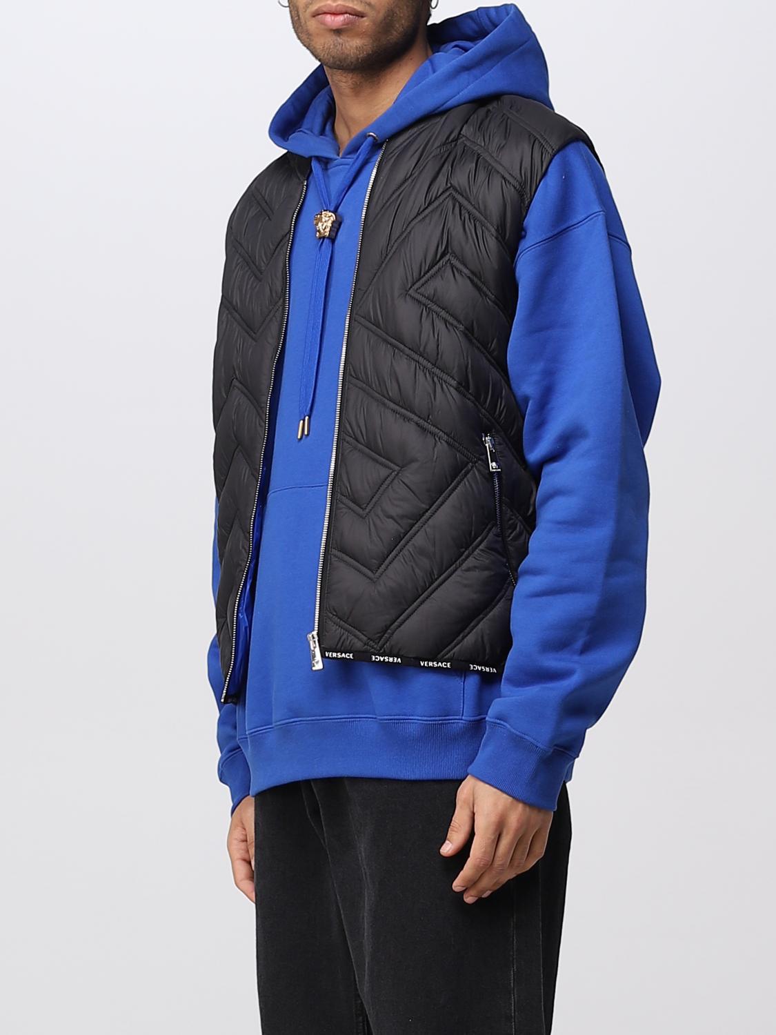 VERSACE: Greca gilet in quilted nylon - Black | Versace suit vest ...
