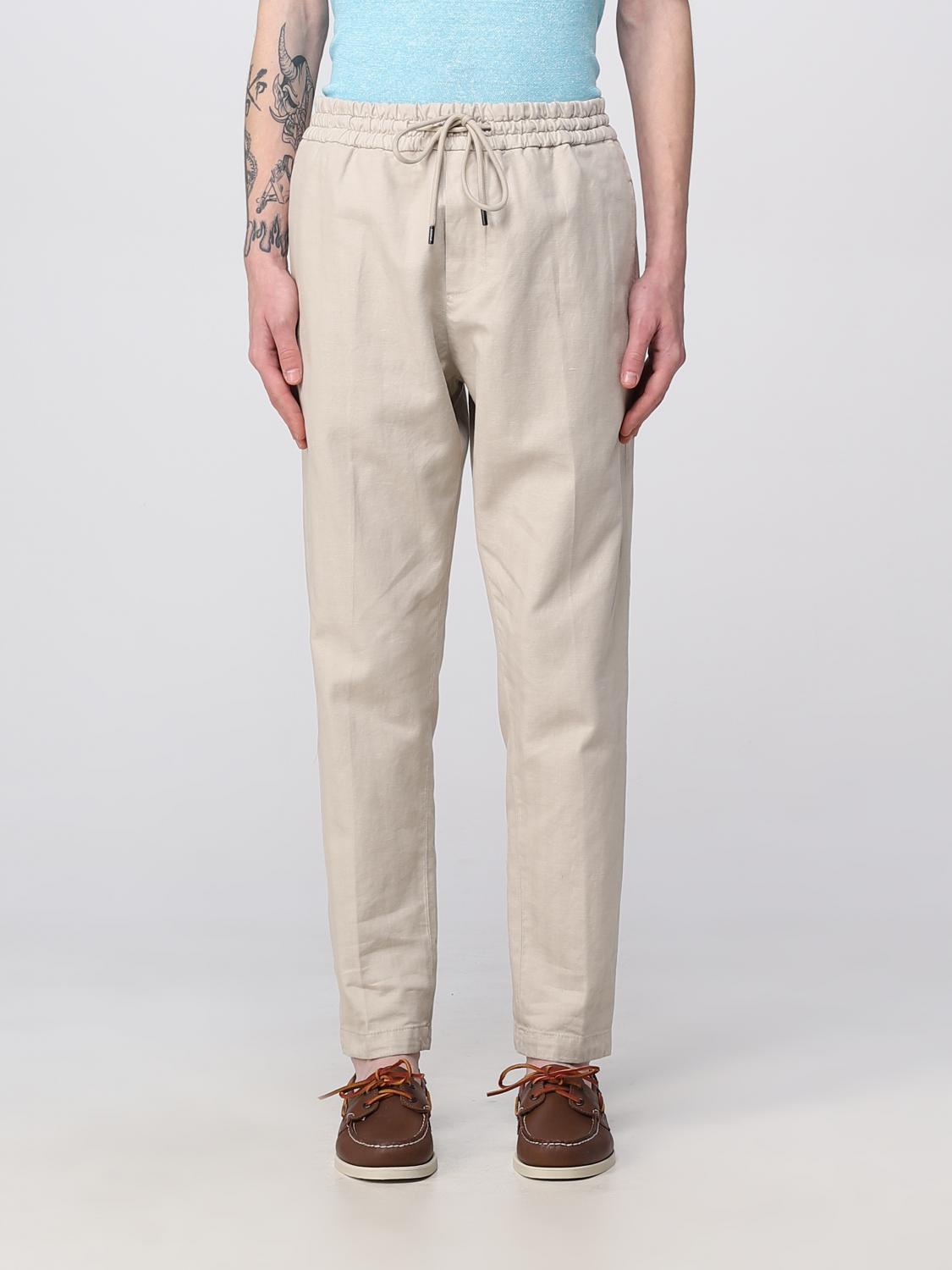 DONDUP: Pantalone in cotone e lino - Panna | Pantaloni Dondup UP556FSE258UPTD online su GIGLIO.COM