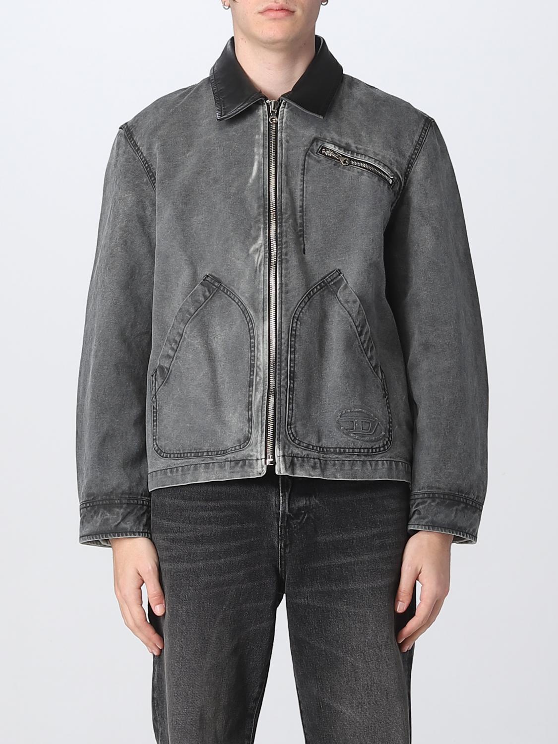 DIESEL: bomber in denim and suede - Black | Diesel jacket A085020DMAX ...