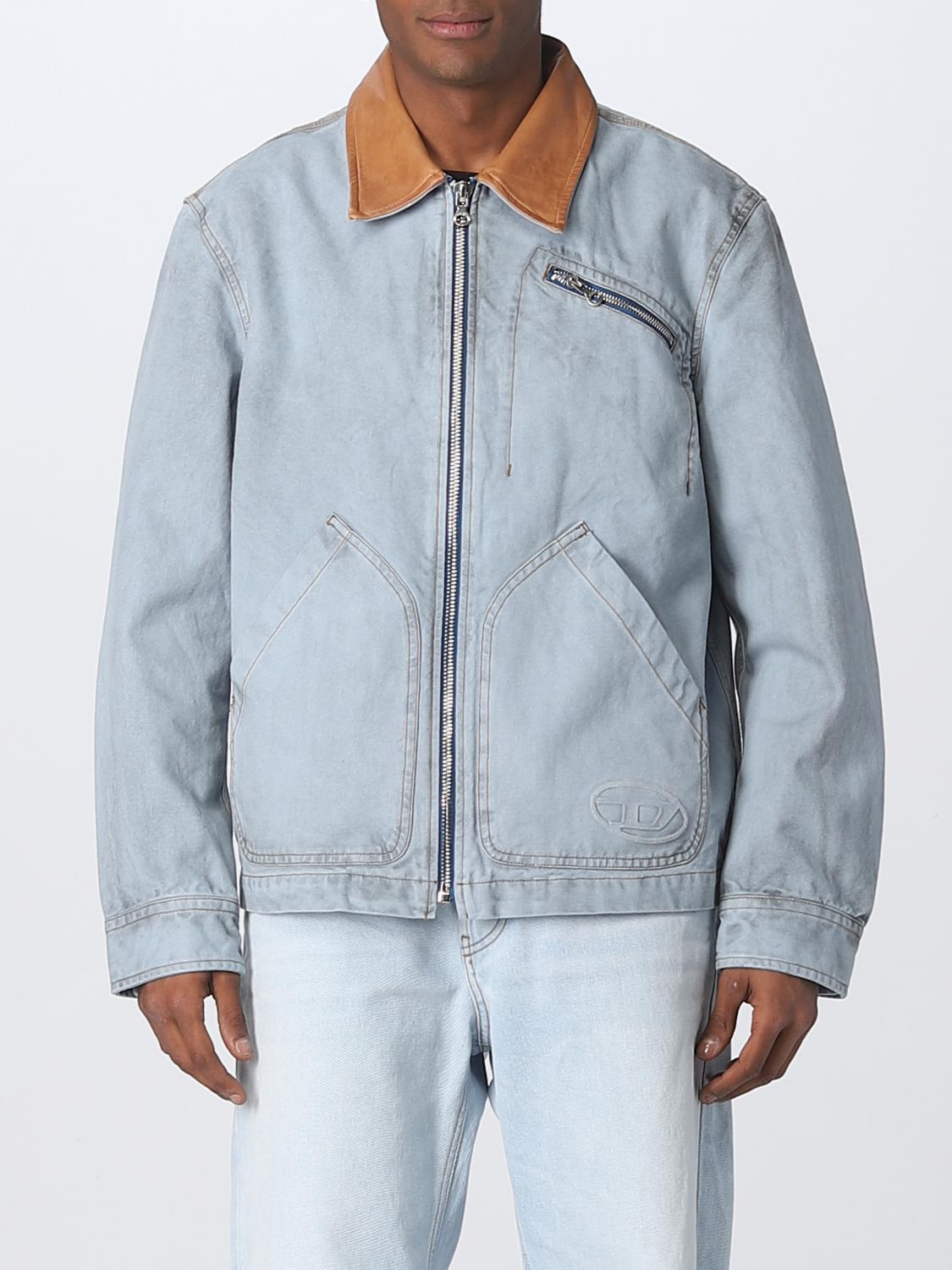 DIESEL: bomber in denim and suede - Blue | Diesel jacket A085020DMAX ...