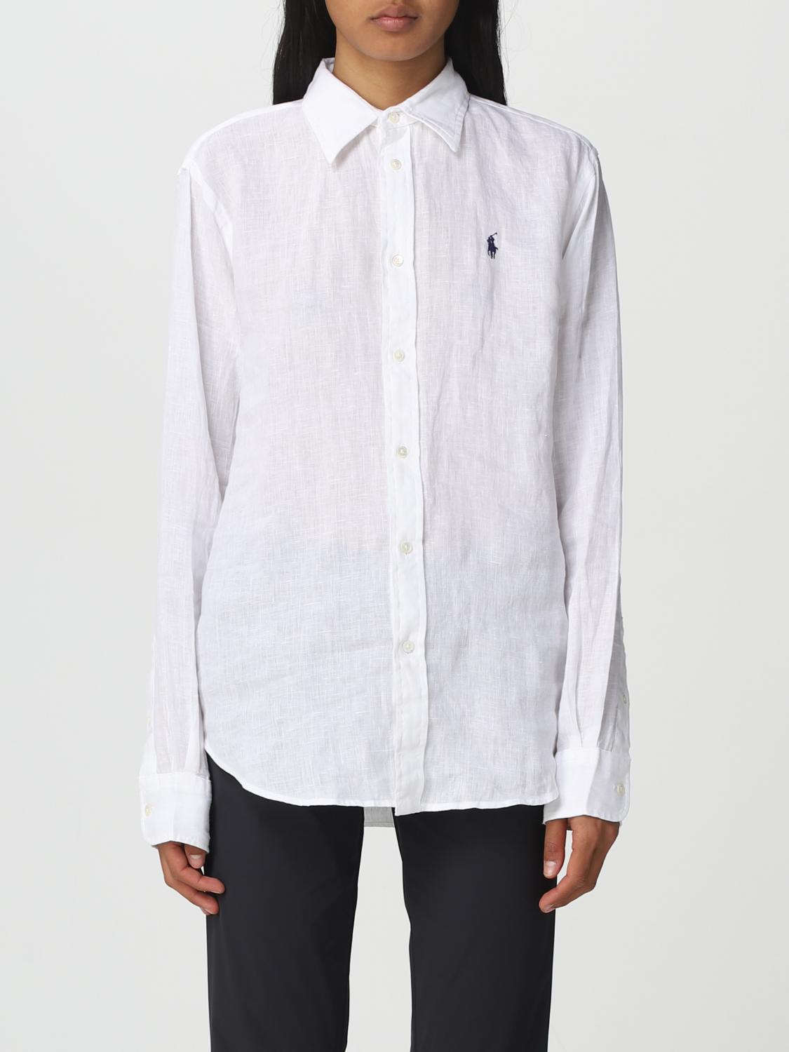 POLO RALPH LAUREN: Camicia in lino - Bianco | Camicia Polo Ralph Lauren 211920516 online su ...